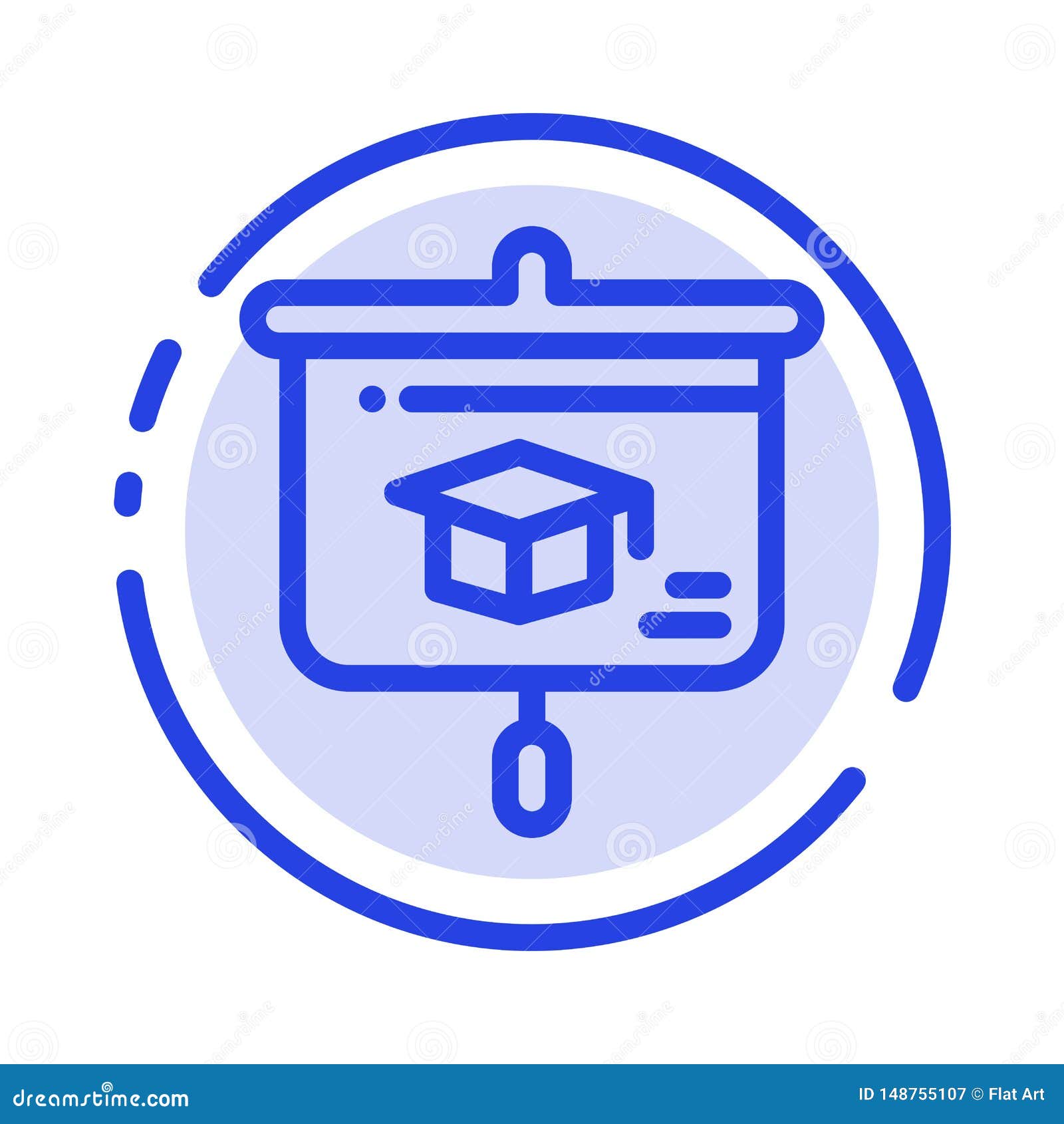 Chart, Education, Presentation, School Blue Dotted Line Line Icon Stock ...