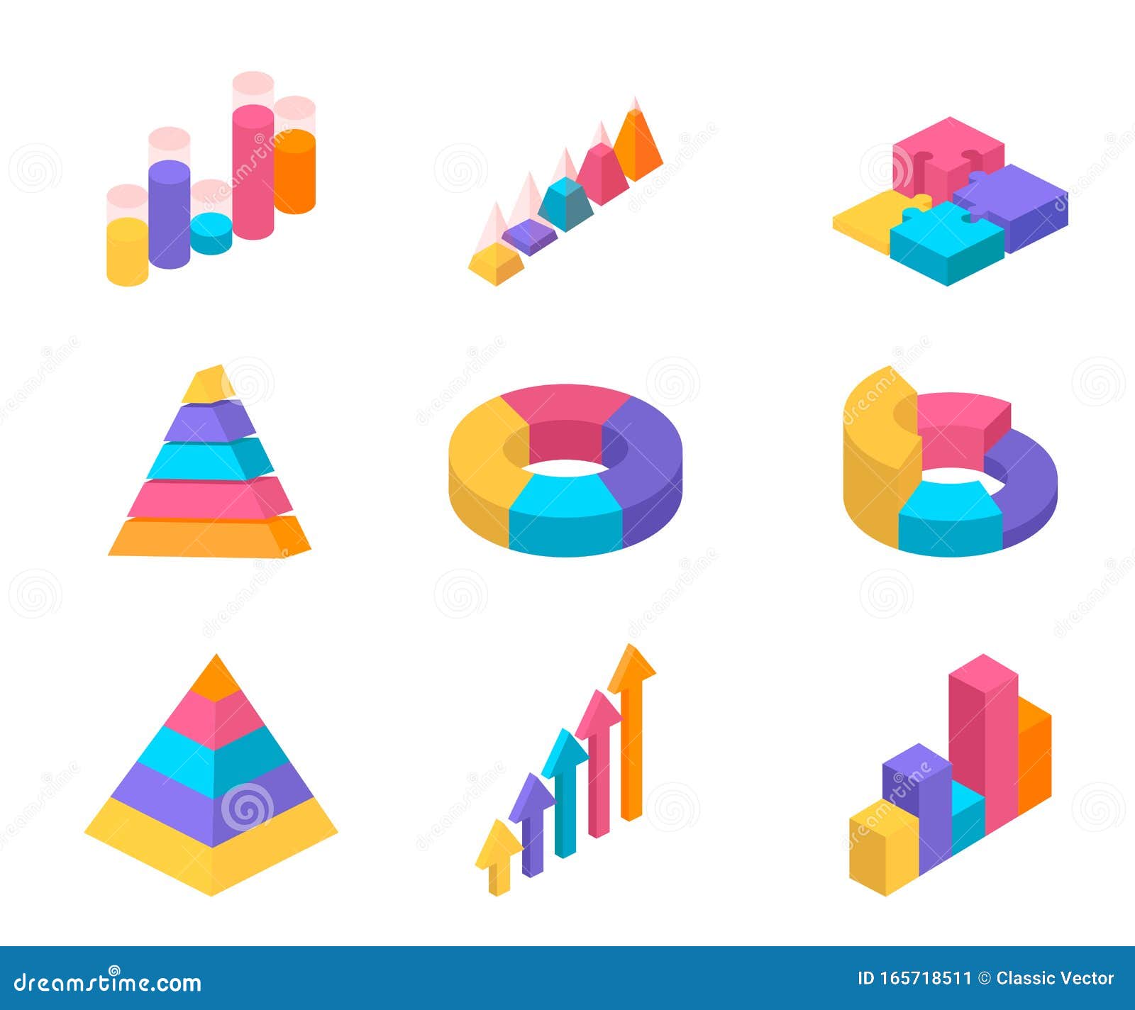 Chart Elements Flat Vector Illustrations Set Stock Vector ...
