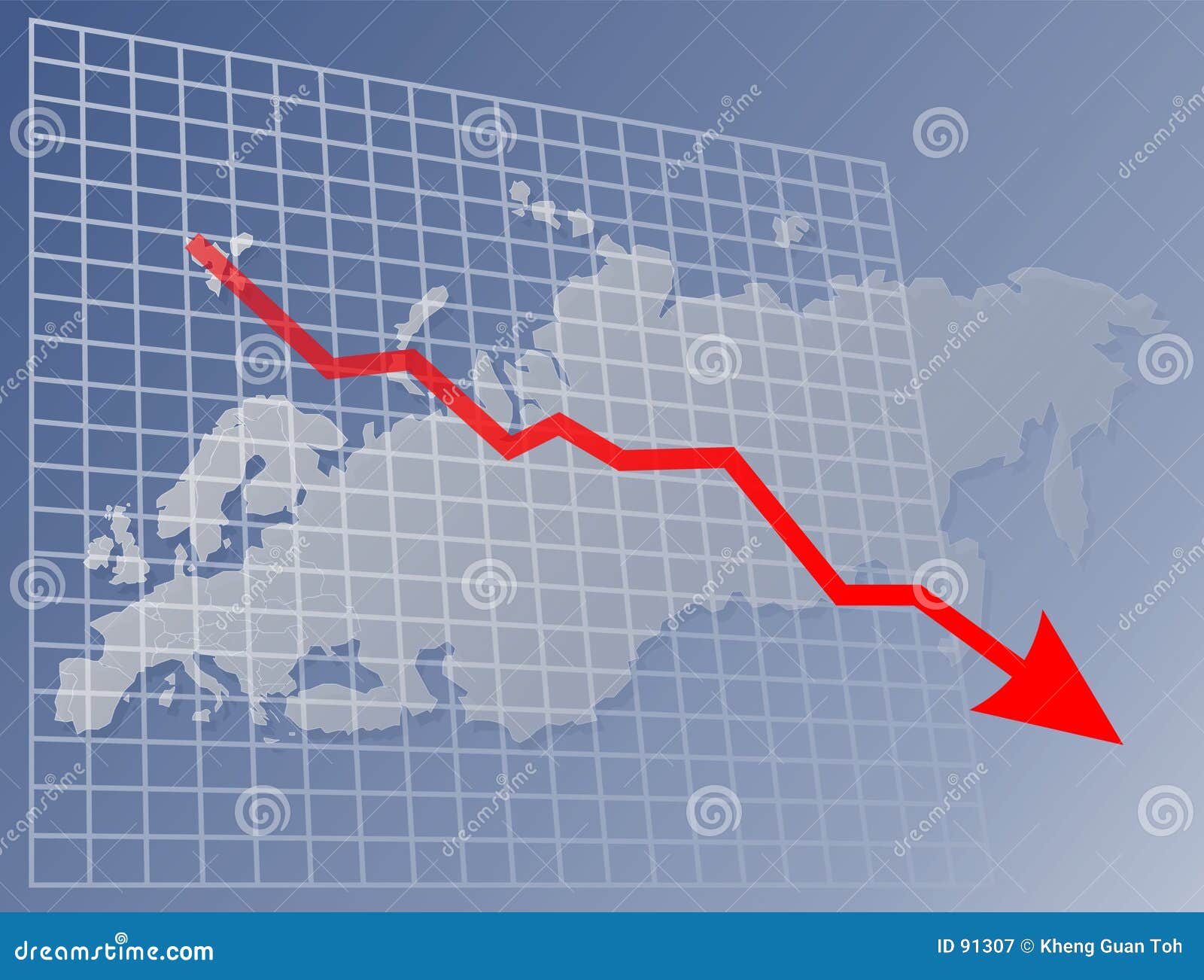 Chart Europe down stock illustration. Illustration of graphs - 91307
