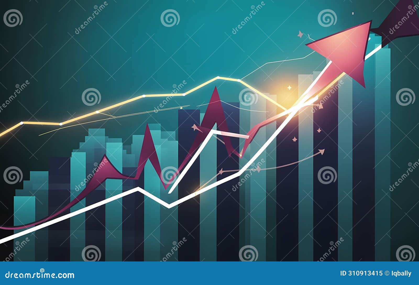 A Modern Illustration of a Rising Business Graph Chart, with a ...
