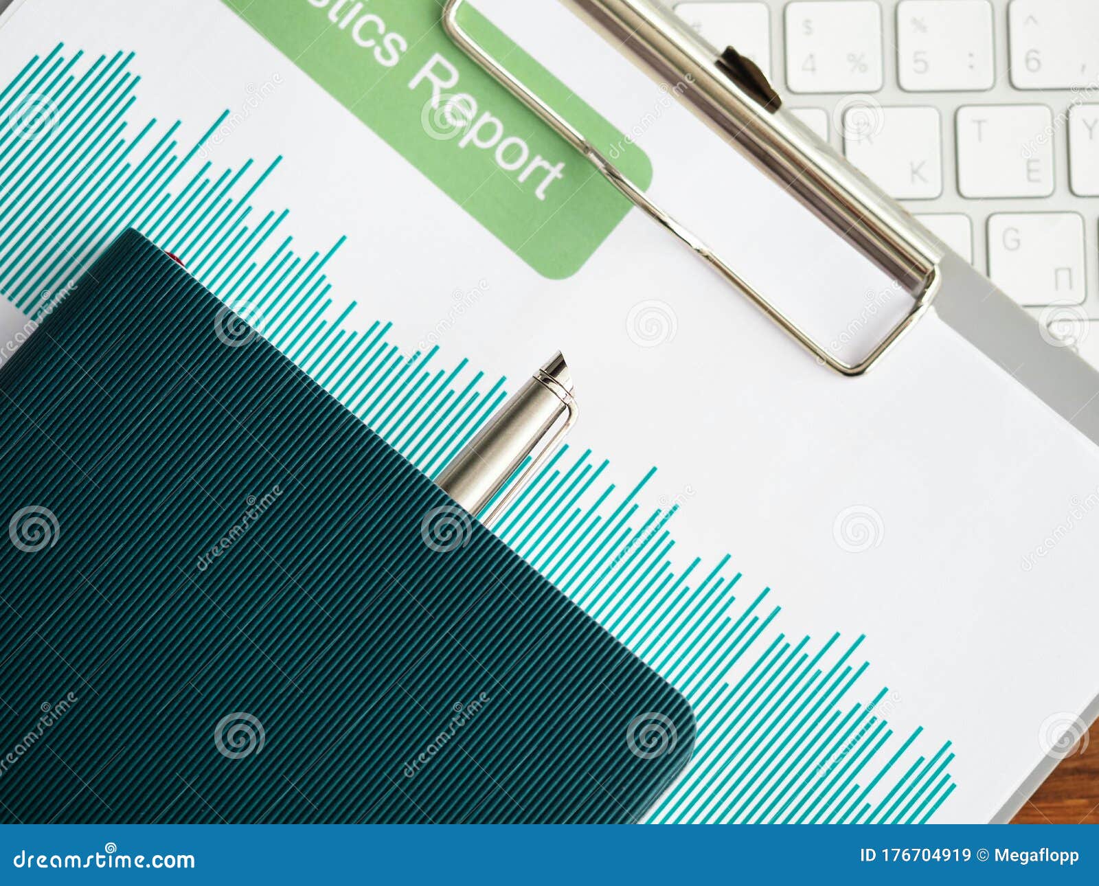 Chart Financial Report Folder, Notebook with Pen Stock Image - Image of ...