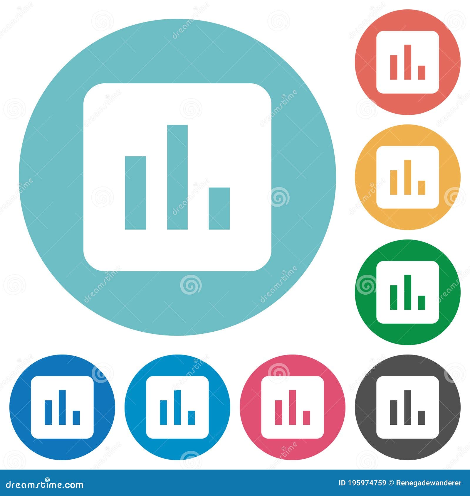 Chart flat round icons stock vector. Illustration of round - 195974759