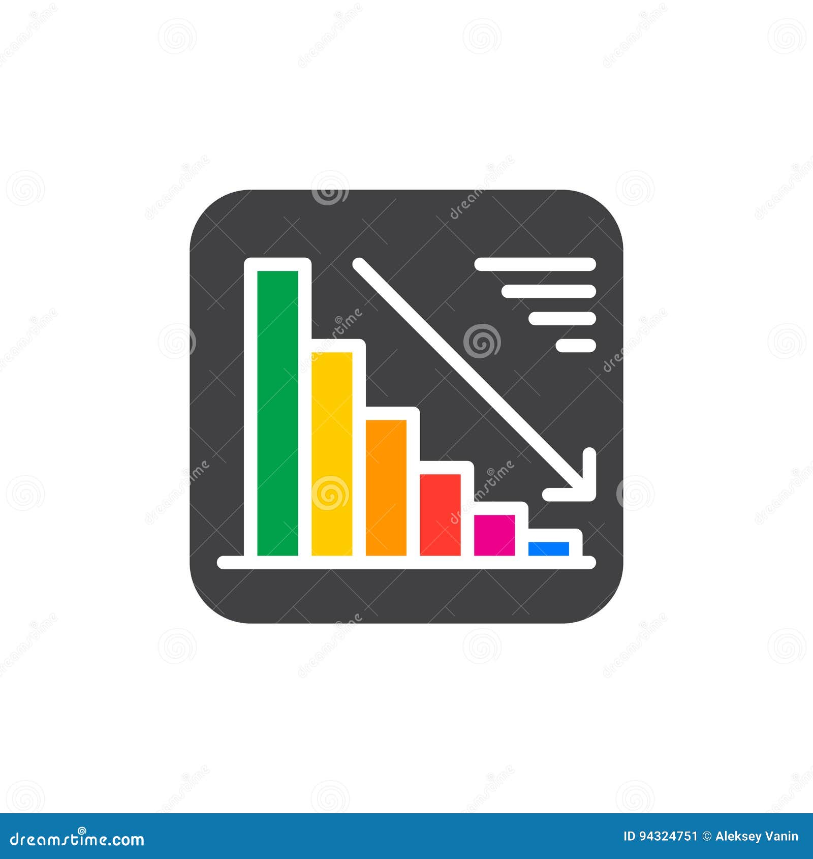 Chart Goes Down Colorful Icon, Vector Flat Sign. Stock Vector ...