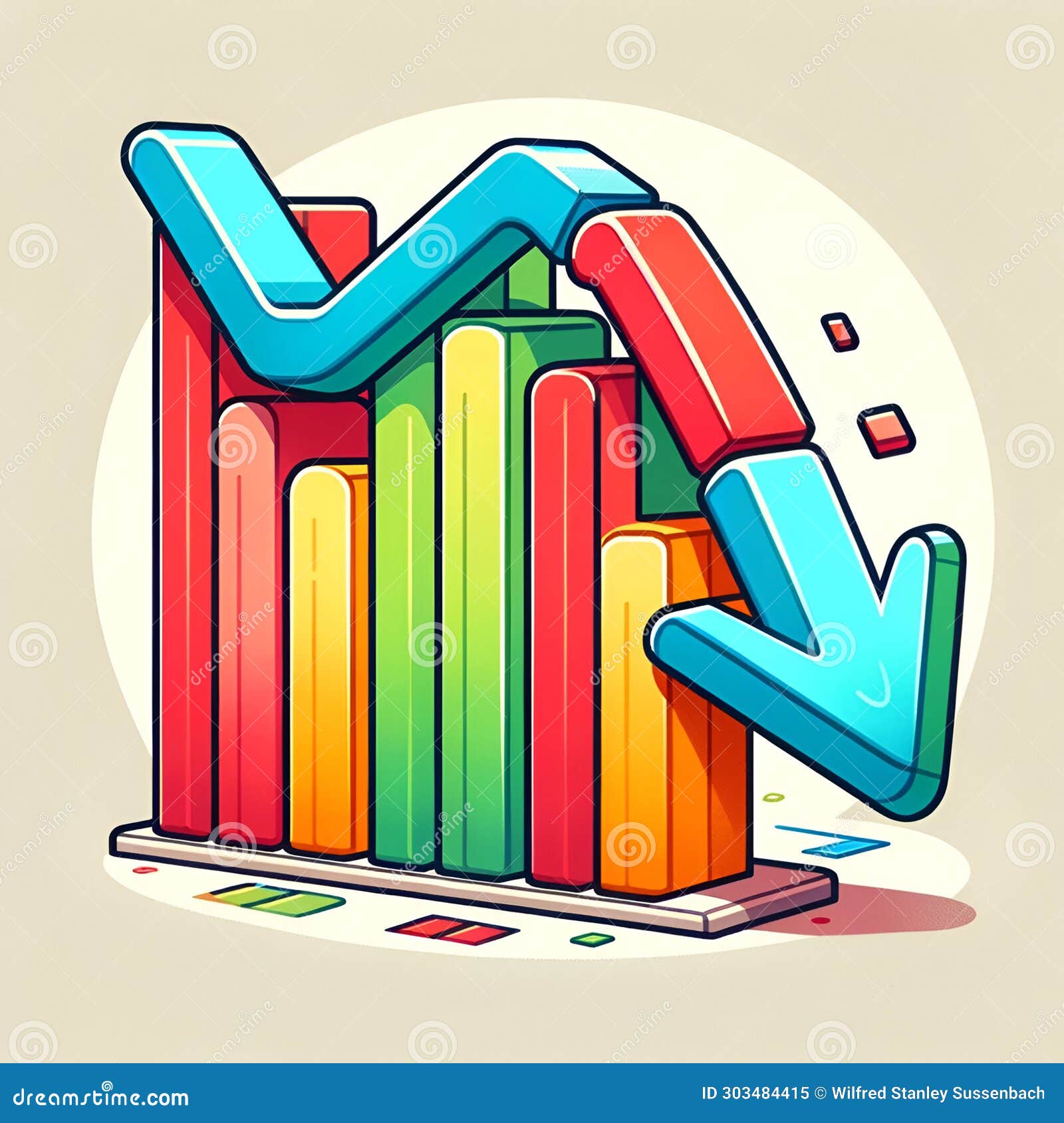 A chart going down stock illustration. Illustration of economy - 303484415