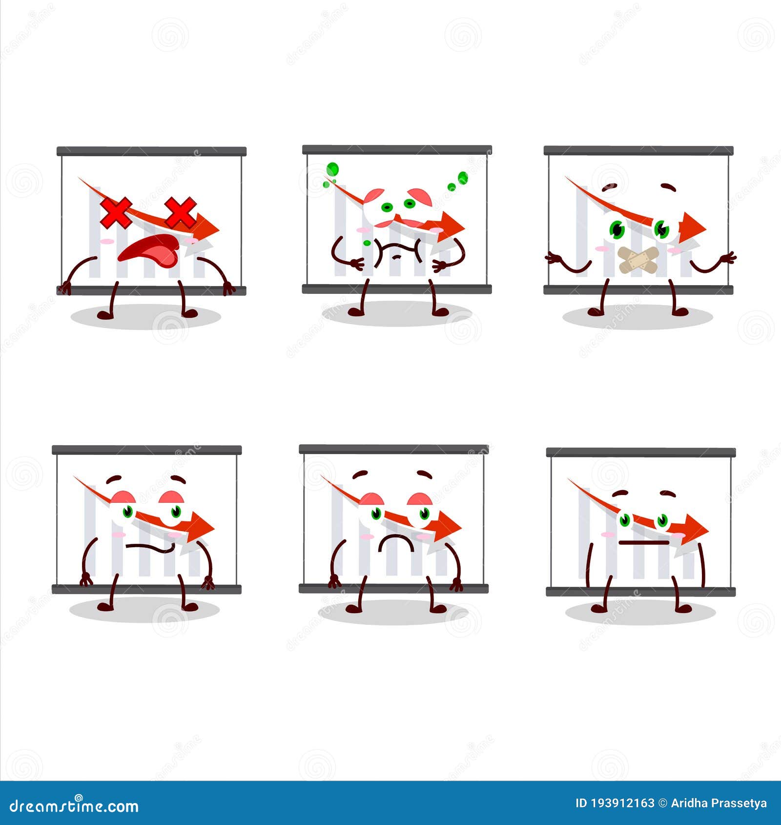 Chart Going Down Cartoon Character with Nope Expression Stock Vector ...