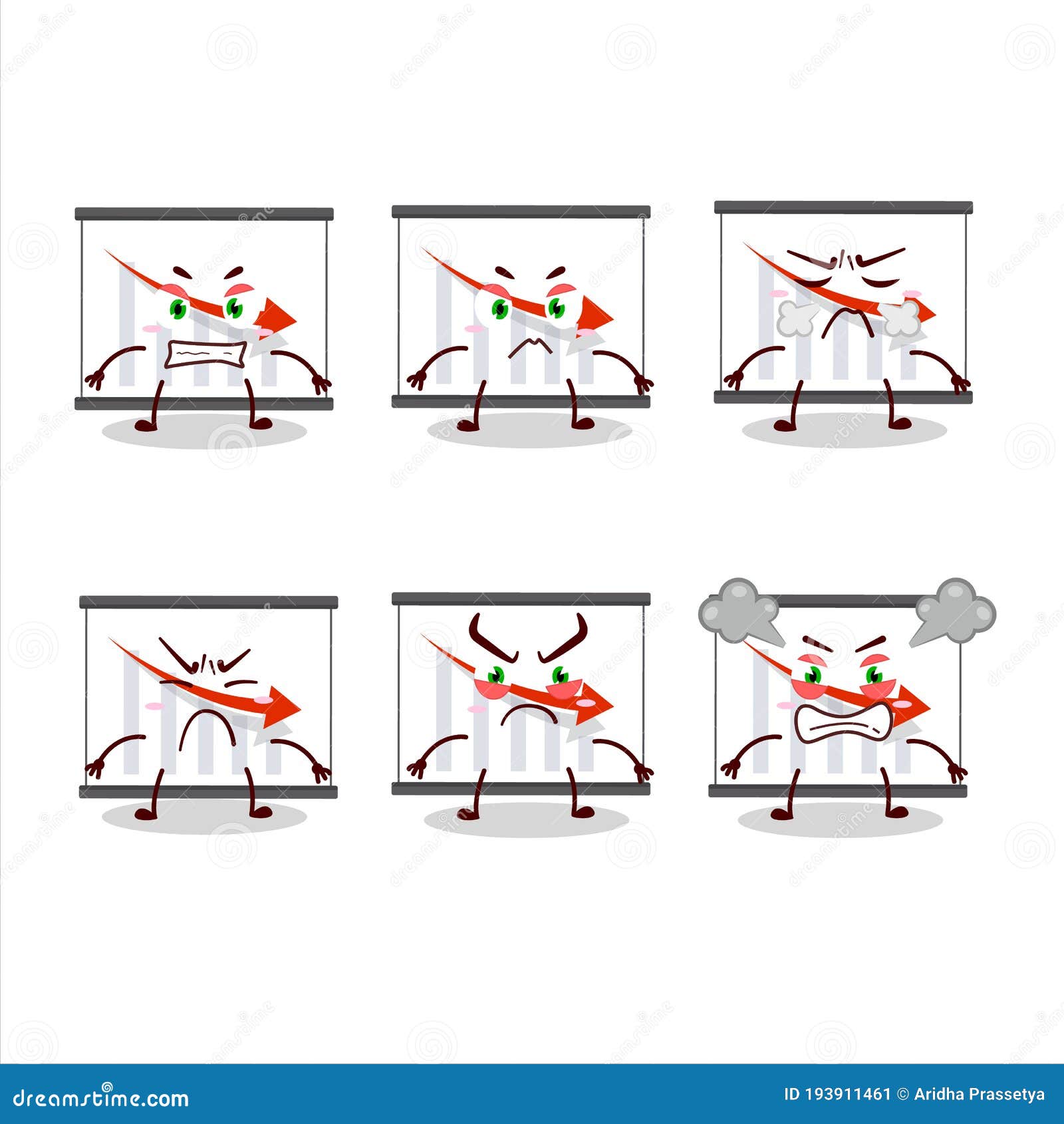 Chart Going Down Cartoon Character with Various Angry Expressions Stock ...