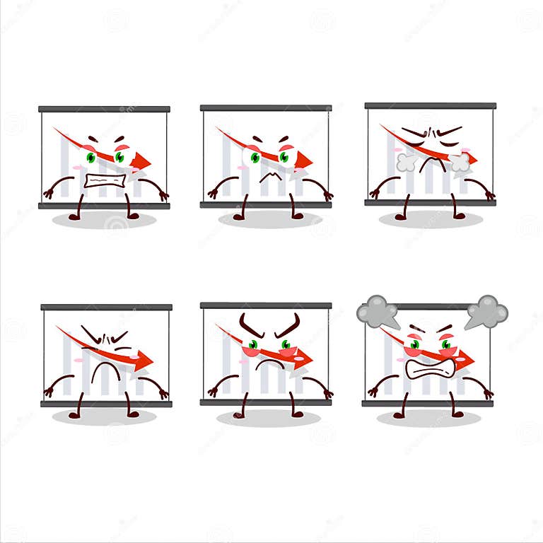 Chart Going Down Cartoon Character with Various Angry Expressions Stock ...