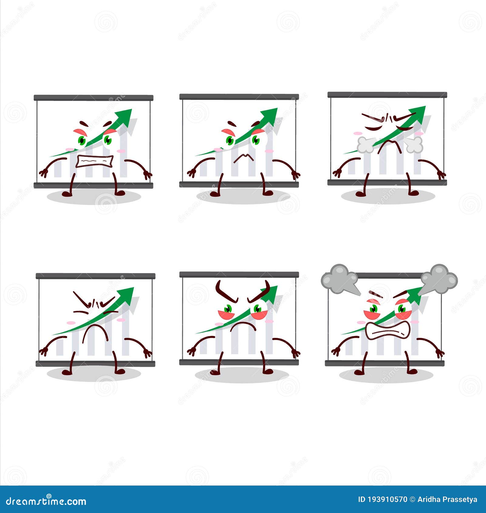 Chart Going Up Cartoon Character with Various Angry Expressions Stock ...
