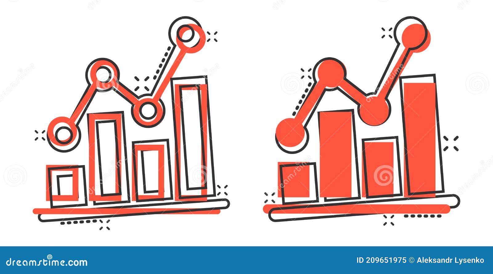 Chart Graph Icon in Comic Style. Arrow Grow Cartoon Vector Illustration ...