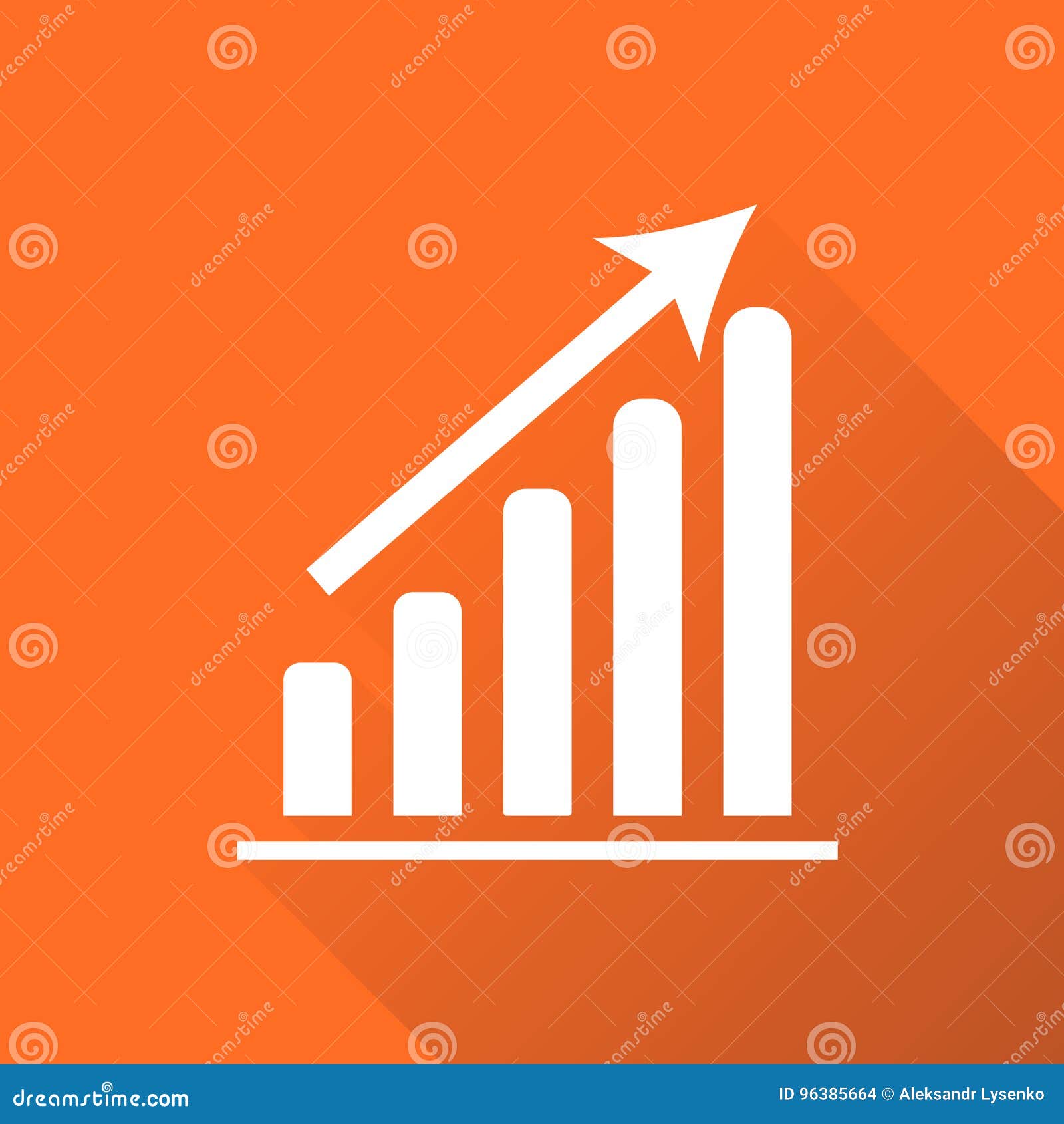 Chart Graph Icon with Long Shadow. Business Flat Vector Illustration on ...