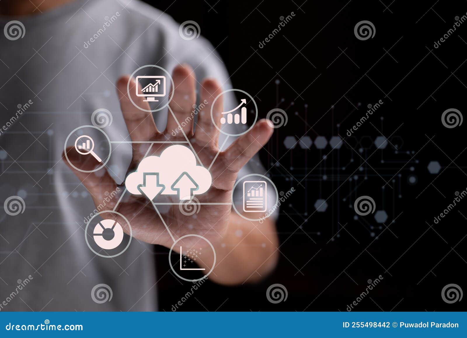 With Chart and Graph Icons on a Digital Screen Interface and a ...