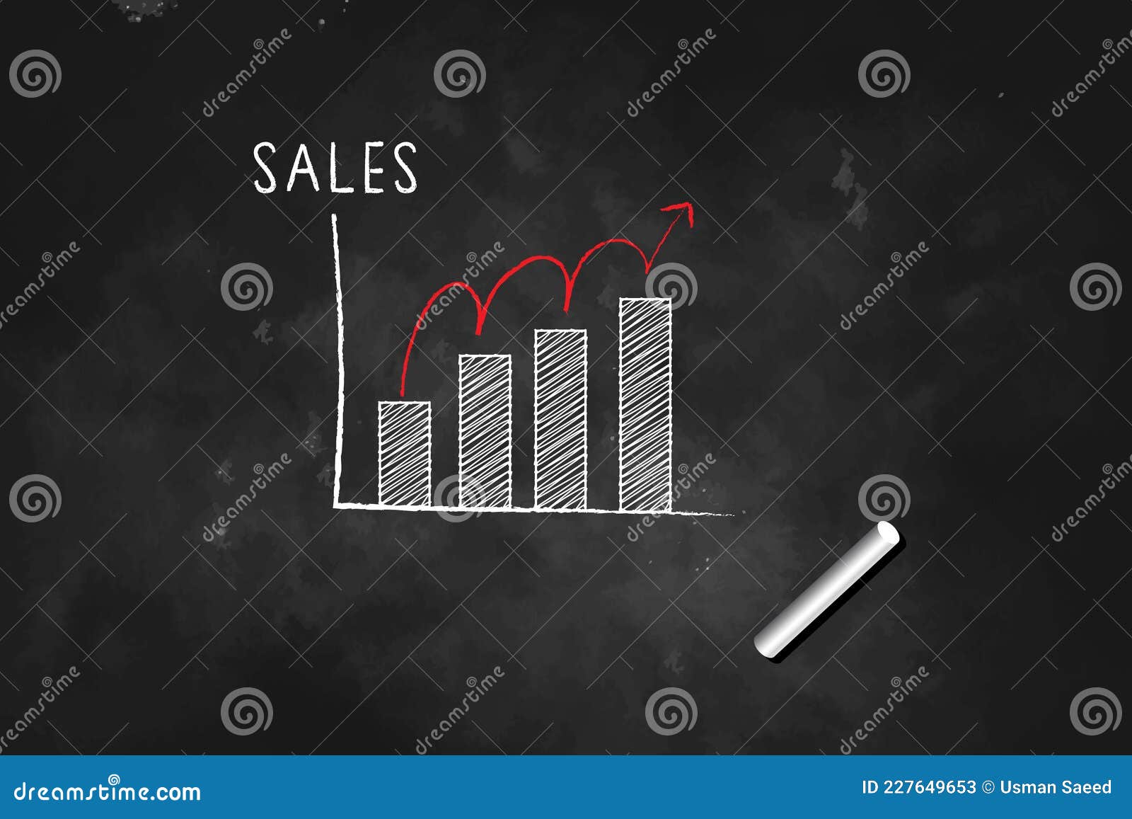 Chart Graph of Sales Growth Written with Chalk on a Blackboard Stock ...