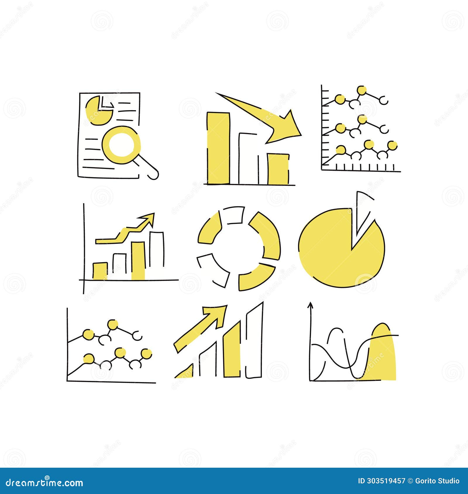 Chart Graphic Icon with Yellow Color Vector Illustration Stock Vector ...