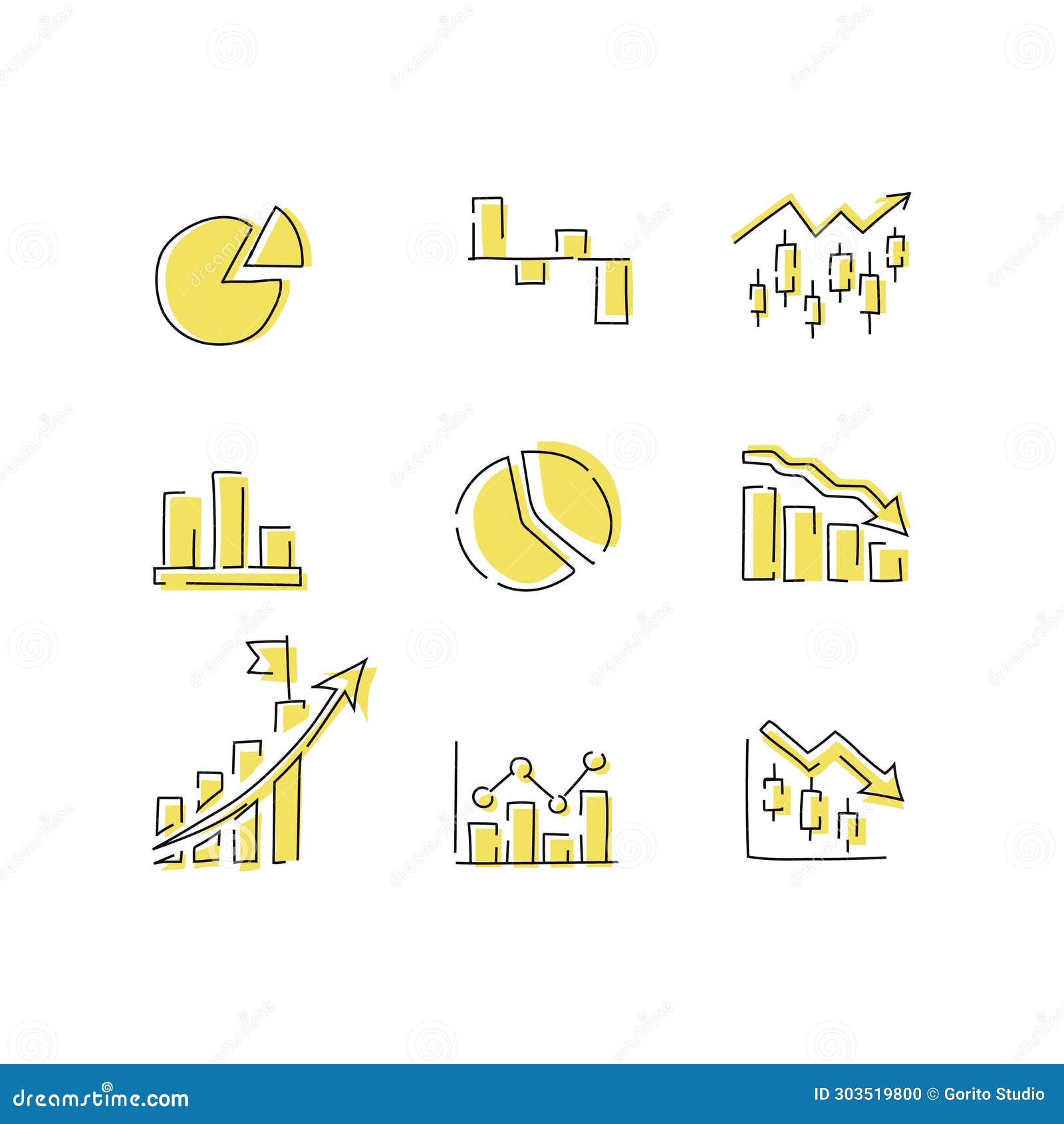 Chart Graphic Icon with Yellow Color Vector Illustration Stock Vector ...
