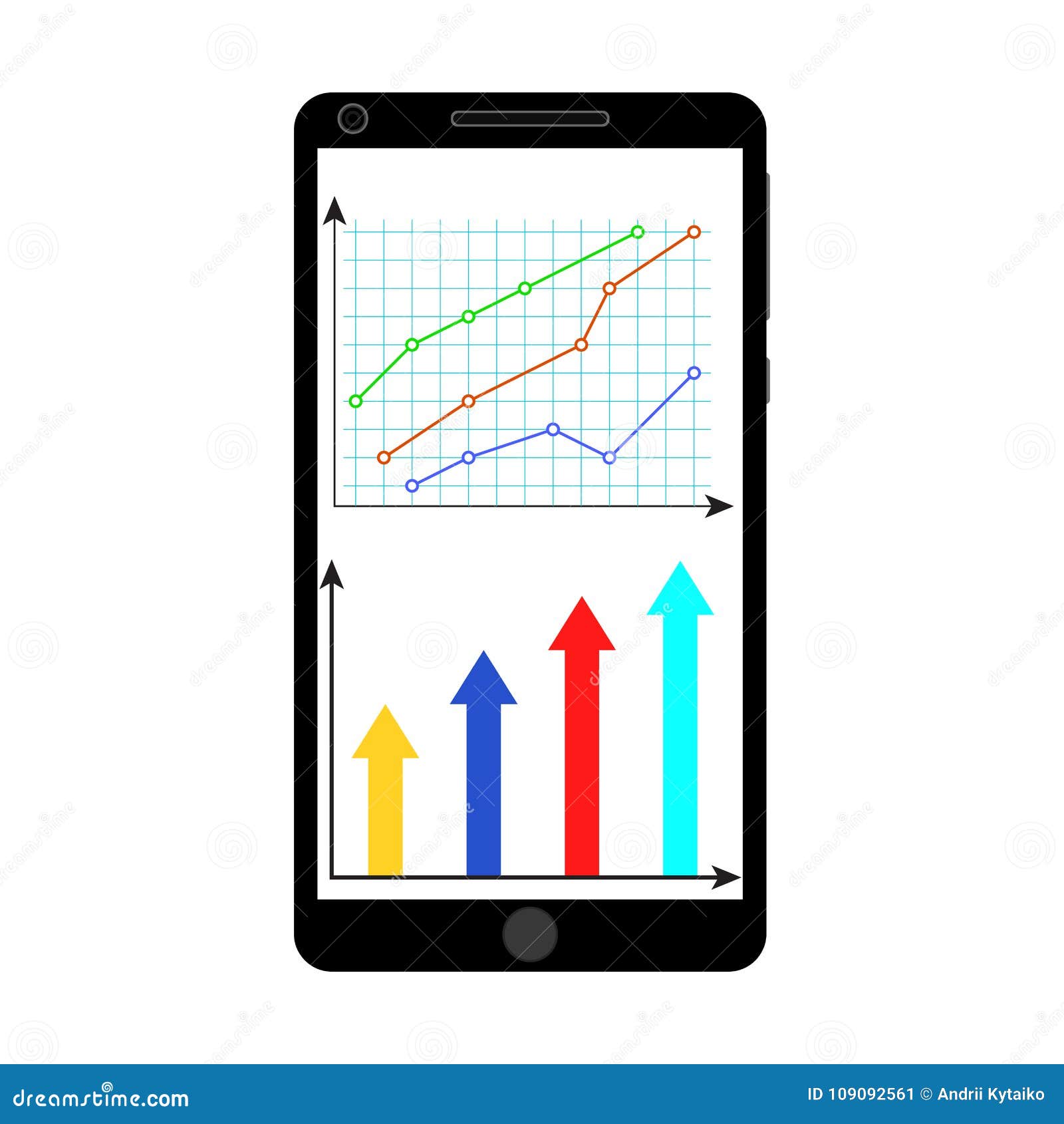 Chart and Graphic on Smartphone Screen Stock Vector - Illustration of ...