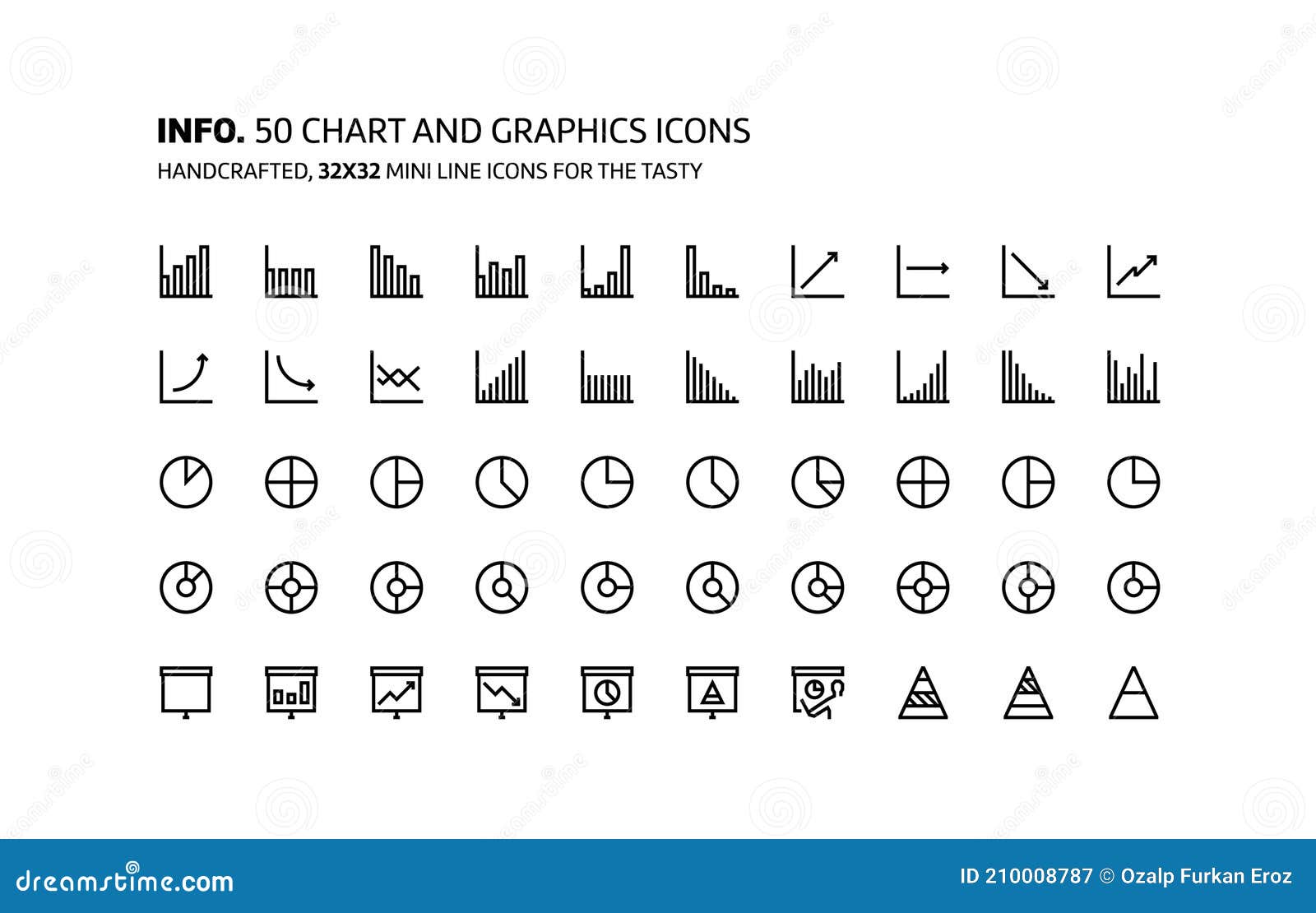 Chart and Graphics Mini Line, Illustrations, Icons Stock Vector ...