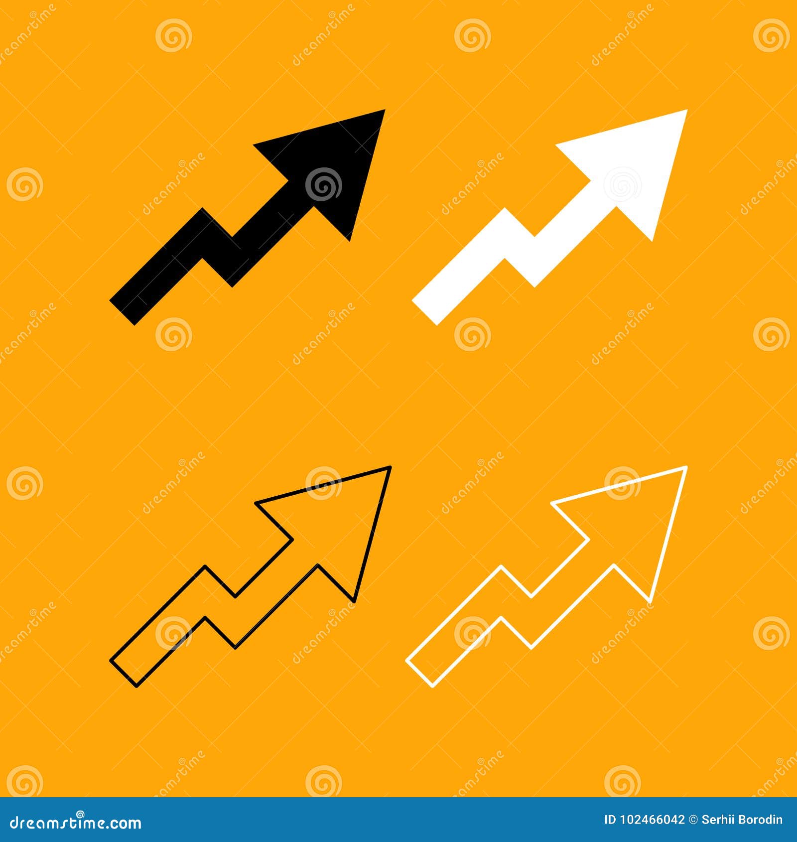 Chart of Growth Black and White Set Icon. Stock Vector - Illustration ...