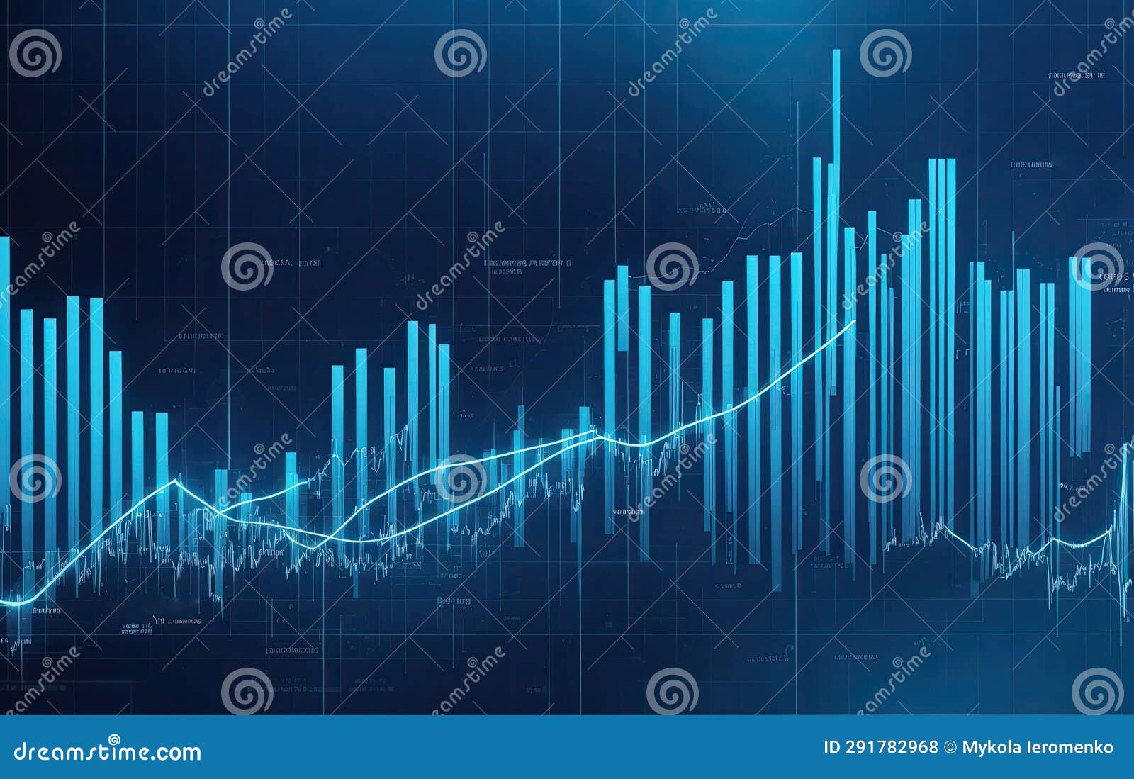 Chart, Growth Graph on a Blue Background Stock Illustration ...