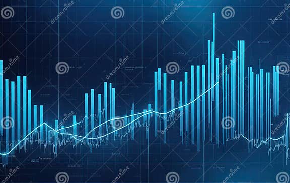 Chart, Growth Graph on a Blue Background Stock Illustration ...
