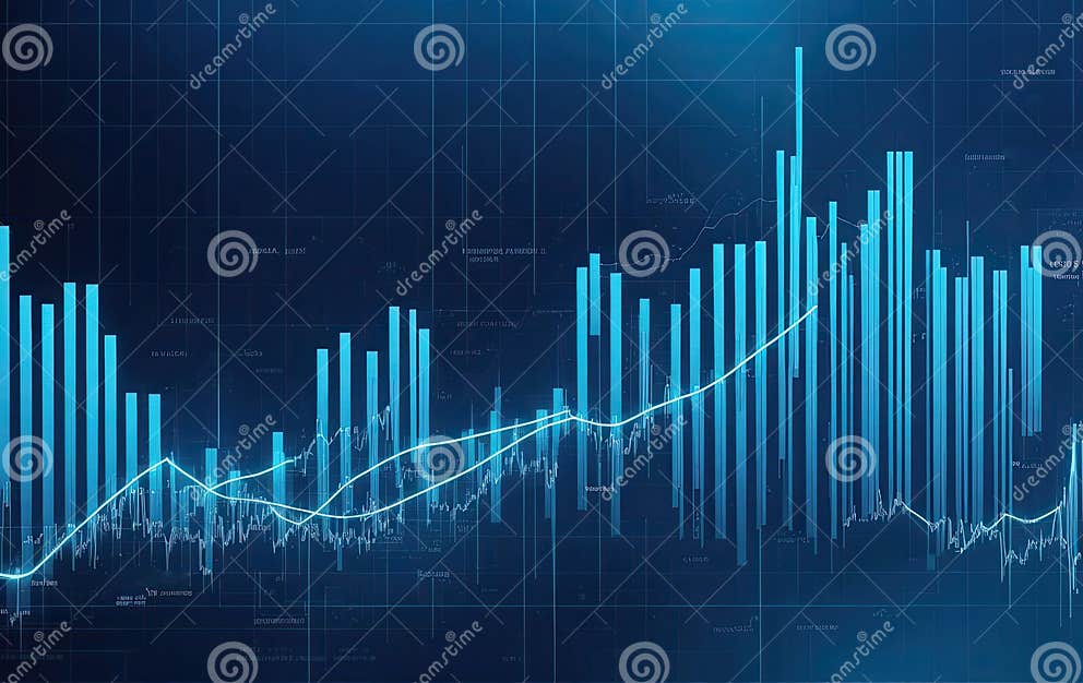 Chart, Growth Graph on a Blue Background Stock Illustration ...