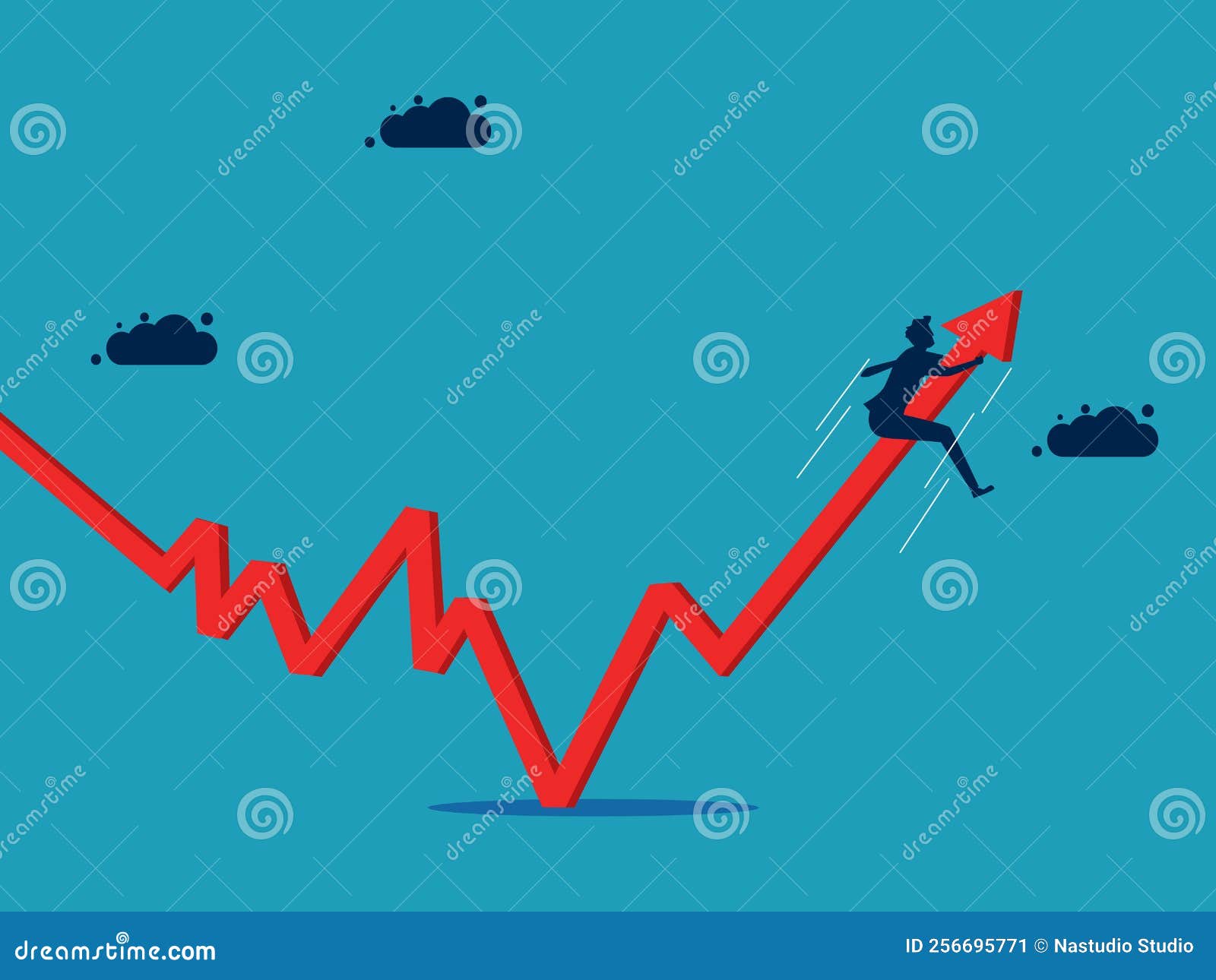 The Chart Has Reversed Up or the Stock Turned Around. Businessman on ...
