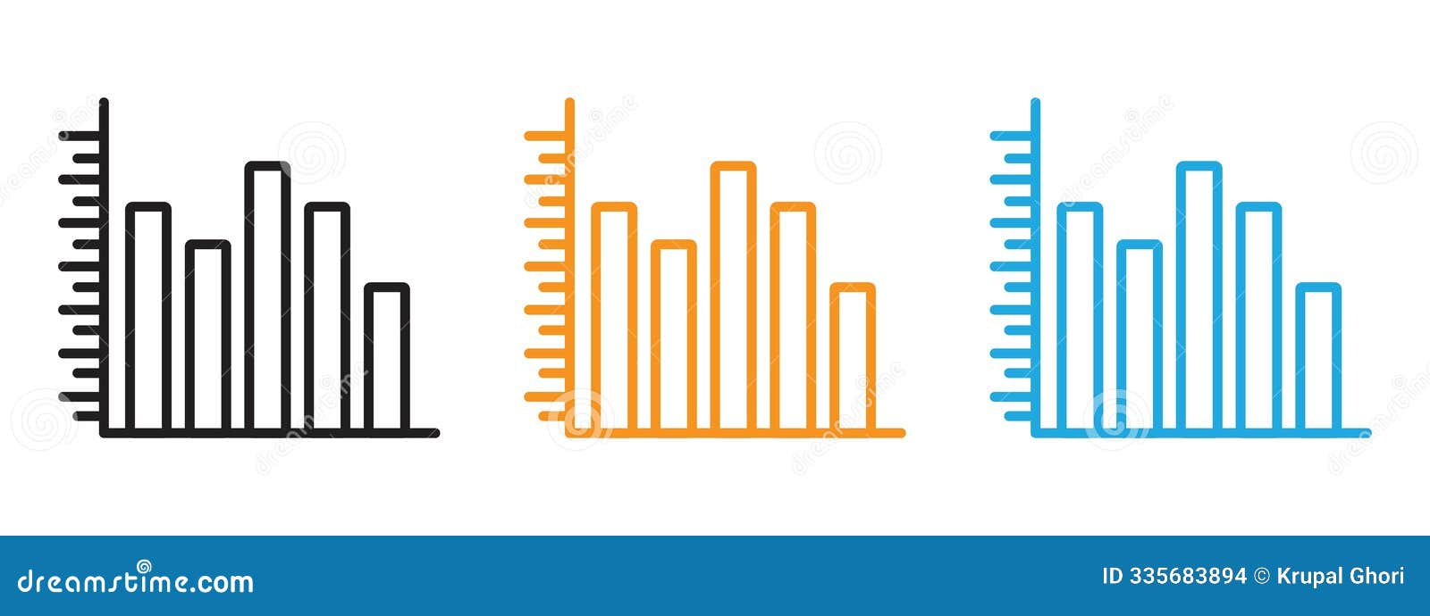Chart Histogram Icon Thin Line Illustration Set Stock Vector ...