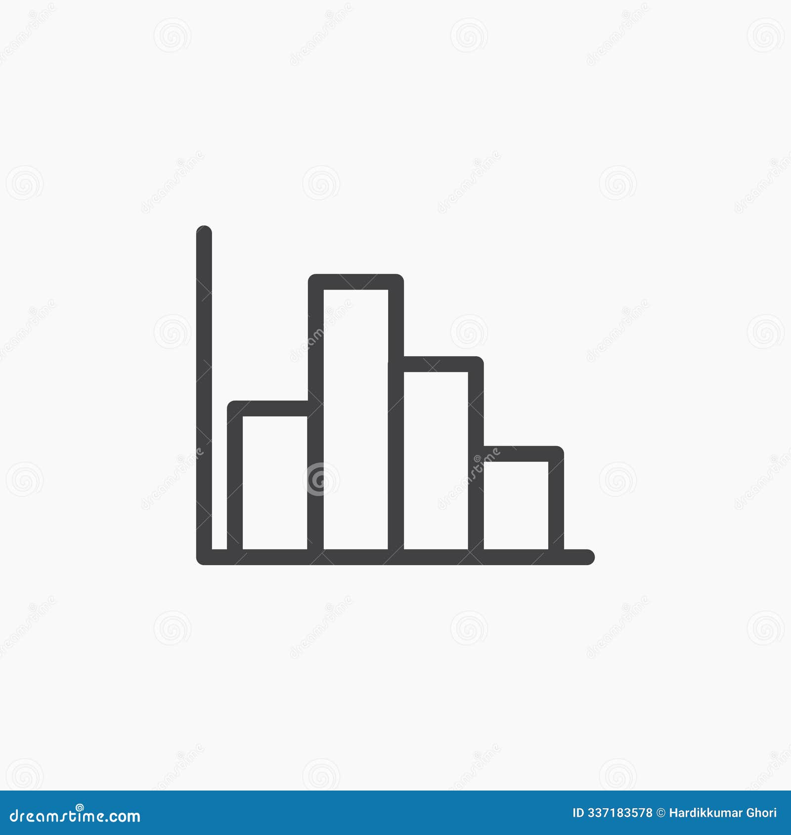 Chart Histogramline in Thin Line Black Color. Flat Simple Vector ...