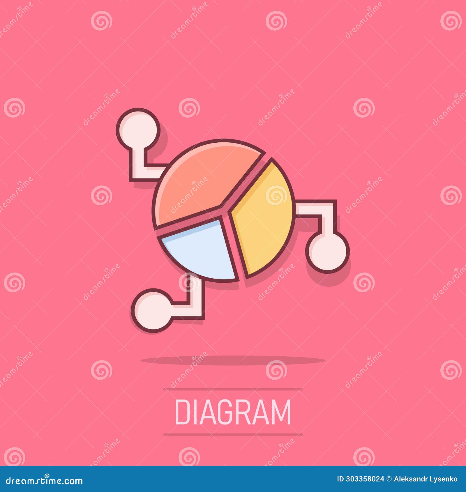 Chart Icon in Comic Style. Diagram Vector Cartoon Illustration on White ...
