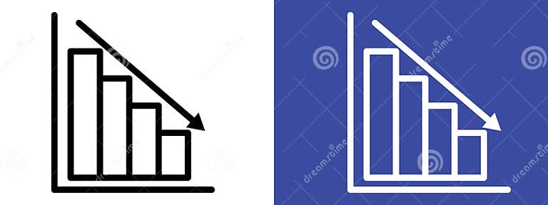 Chart Icon Demonstrating Reduction in Data, Business Decline, and ...