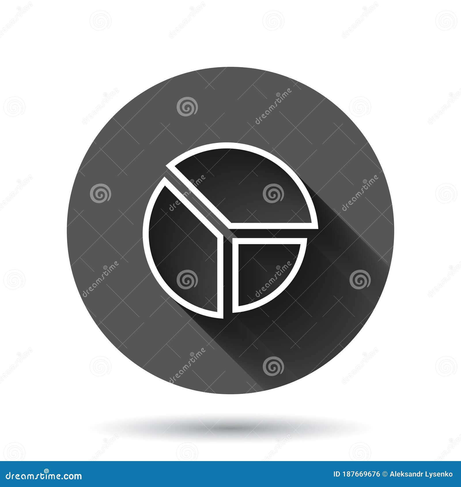 Chart Icon in Flat Style. Diagram Vector Illustration on Black Round ...