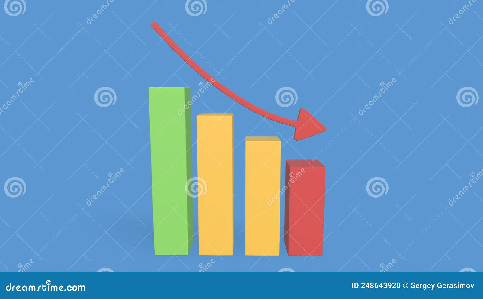 Chart Icon. Graph Growing Down Movement Growth Progress Leap. 3D ...