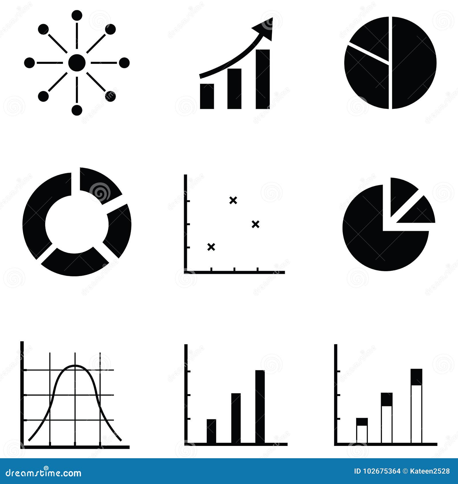 Chart icon set stock vector. Illustration of sign, presentation - 102675364