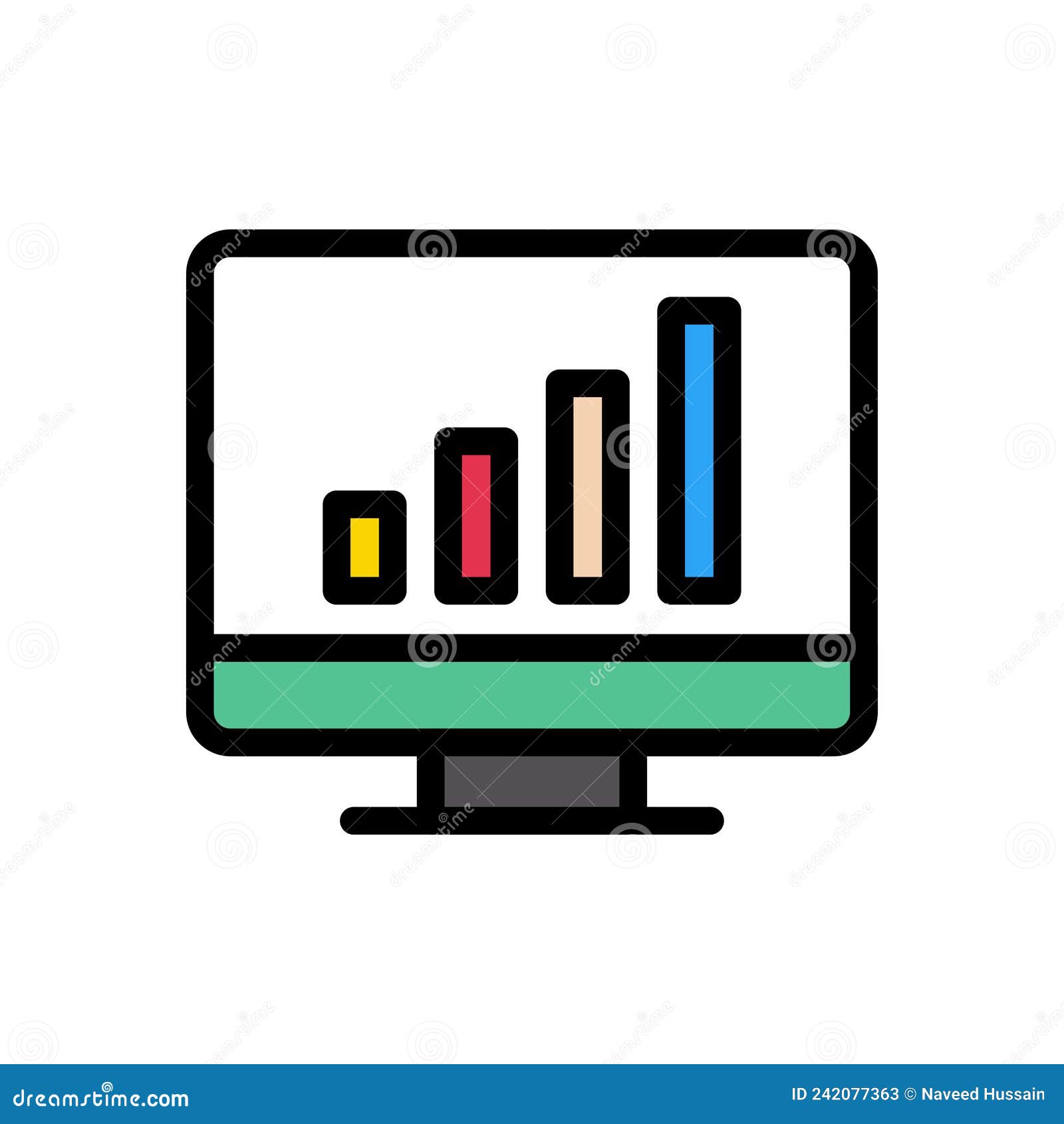 Chart Vector Color Line Icon Stock Vector - Illustration of business ...