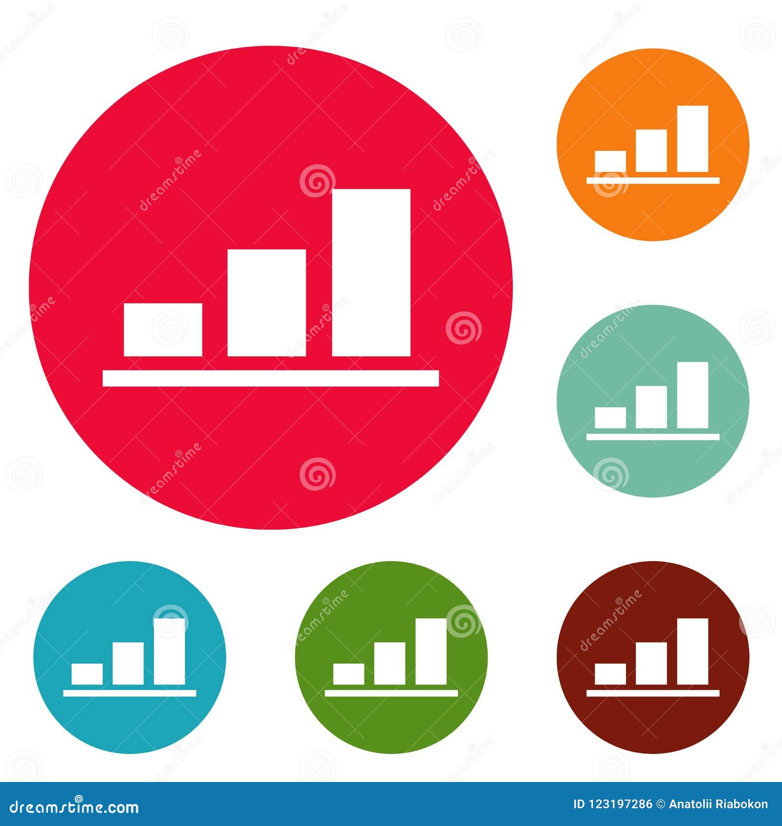 Chart icons circle set stock illustration. Illustration of flat - 123197286