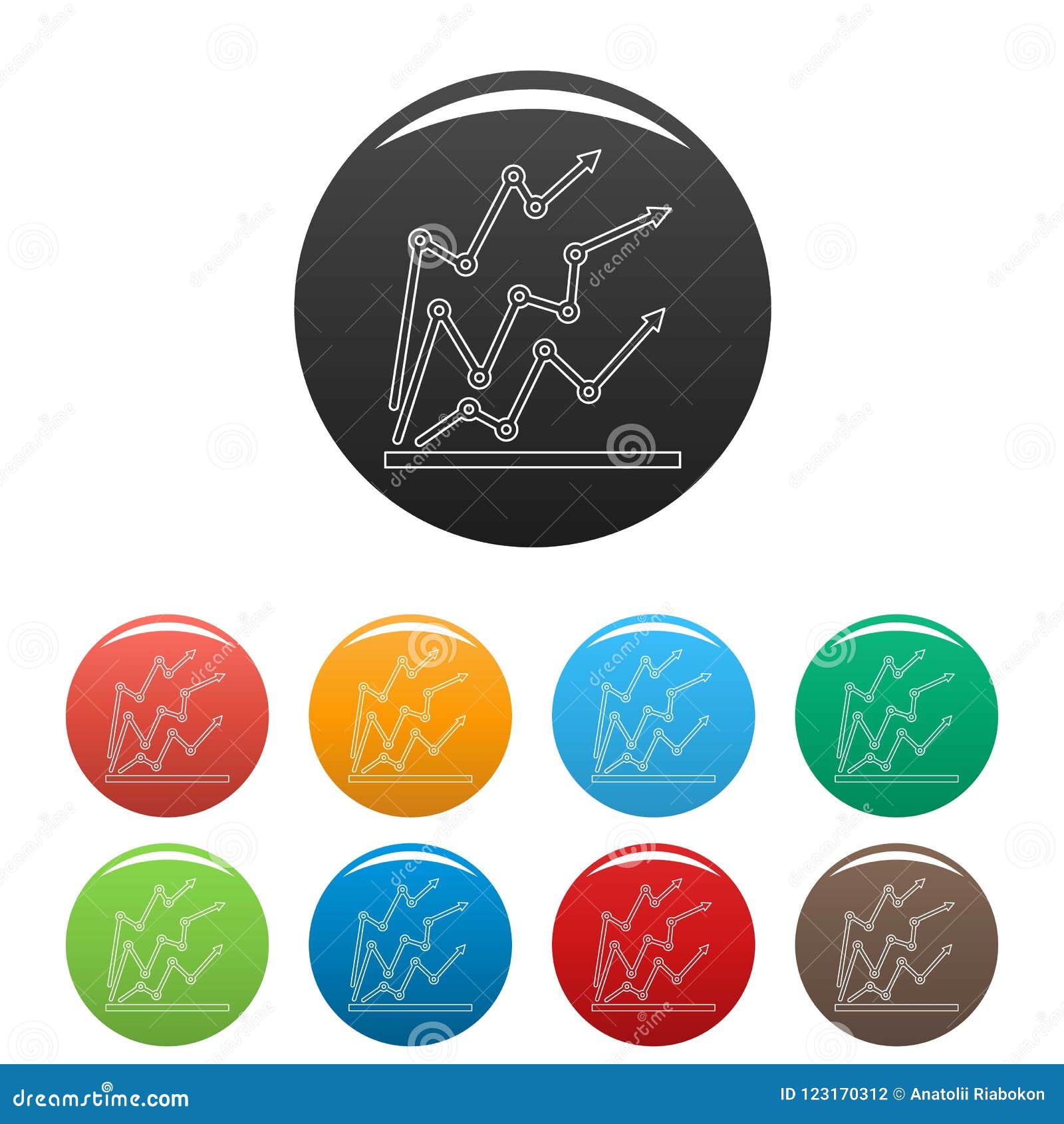Chart icons color set stock illustration. Illustration of market ...