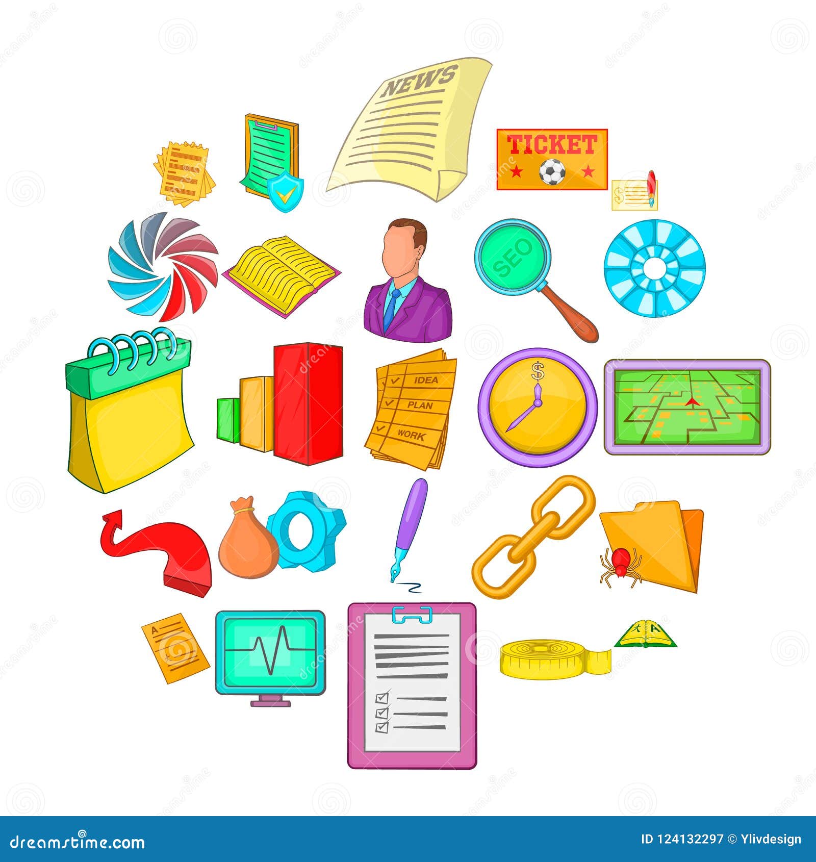 Chart Icons Set, Cartoon Style Stock Vector - Illustration of dashboard ...