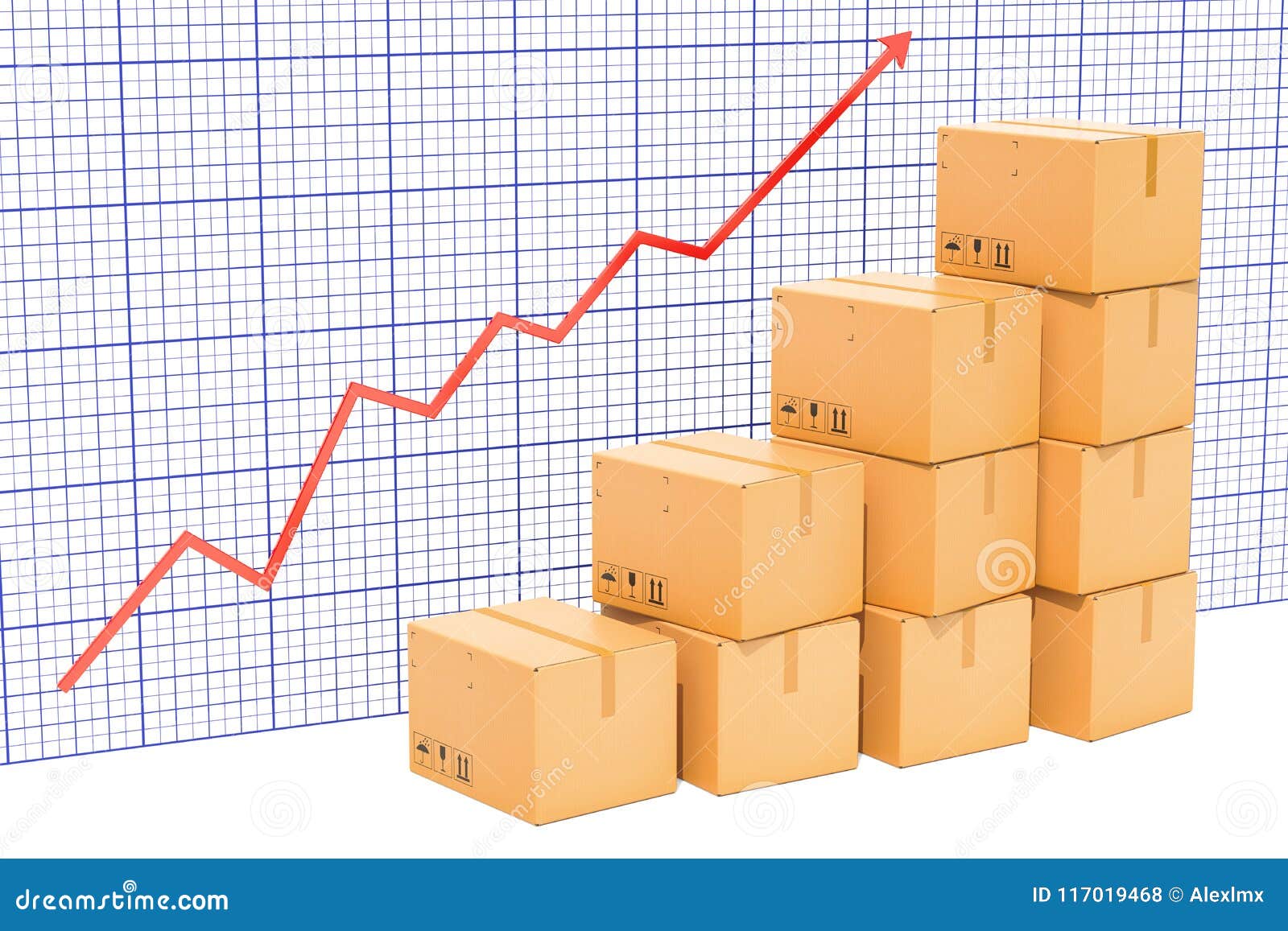 Chart of Increasing Exportation and Shipping, Growing Chart. 3D Stock ...