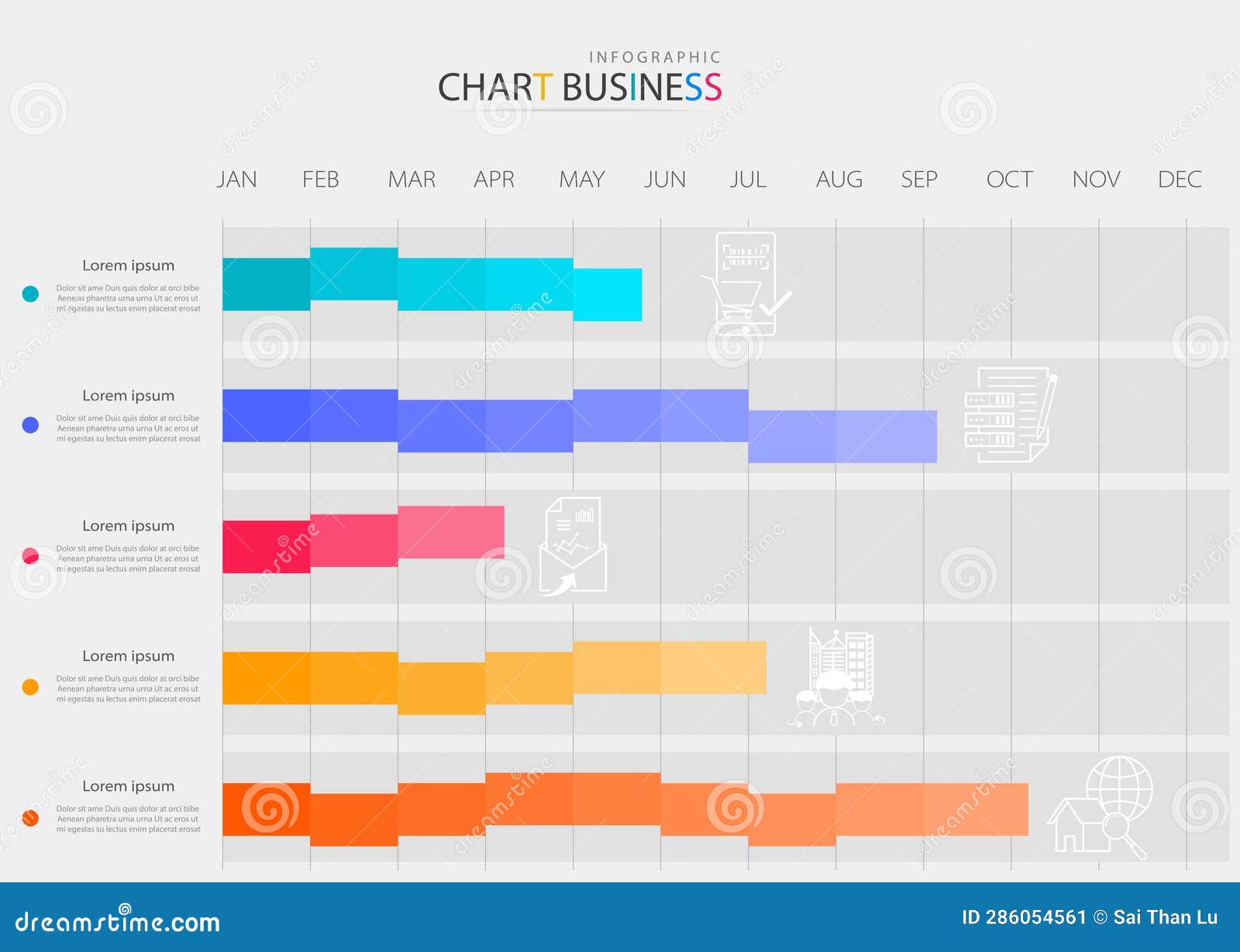 Charts Infographic 12 Months Modern Timeline Diagram Calendar Separated ...