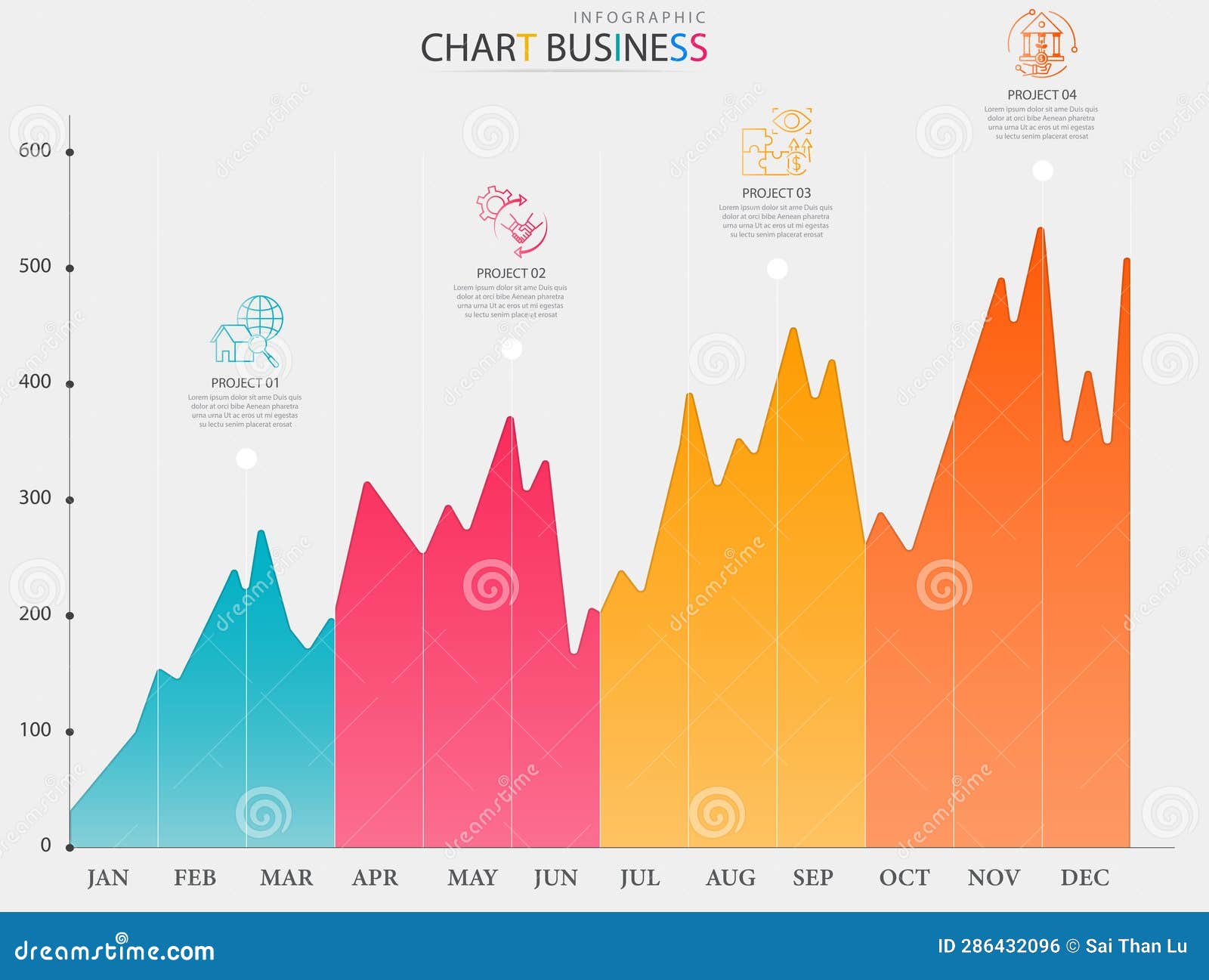 Modern Infographic Style with Interface.12-month Financial Statistics ...