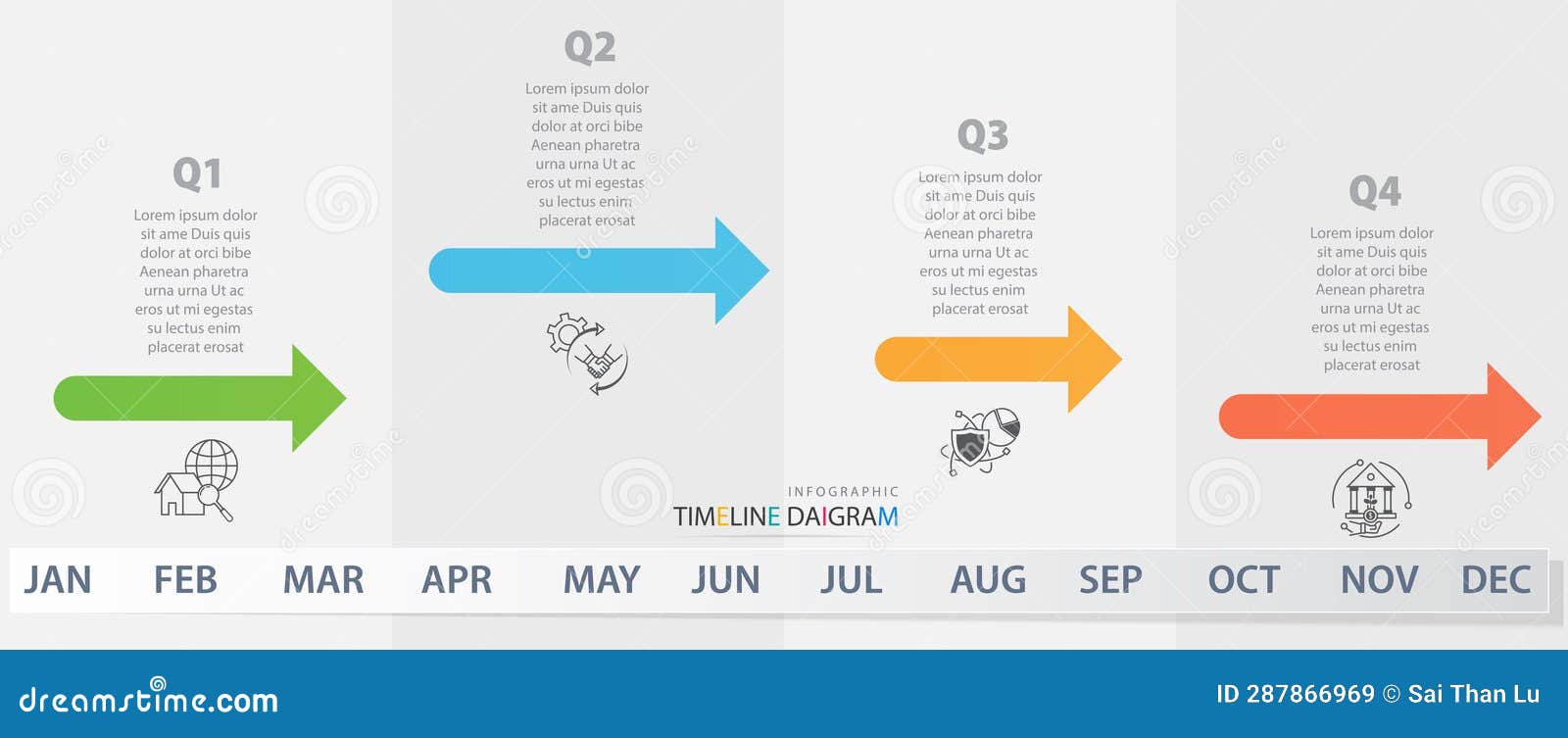 Modern Timeline Diagram Infographic Chart 12 Month Financial Statistics ...