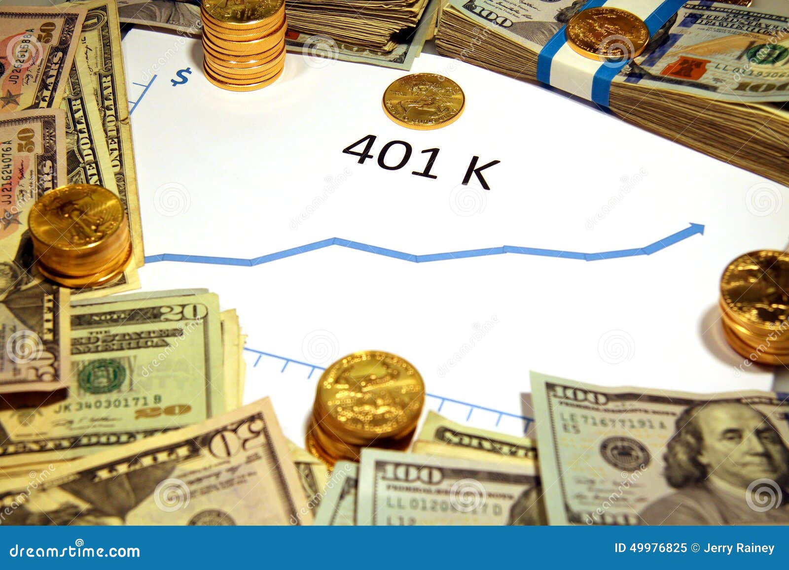 Chart of 401k Going Up with Money and Gold Stock Image - Image of grow ...