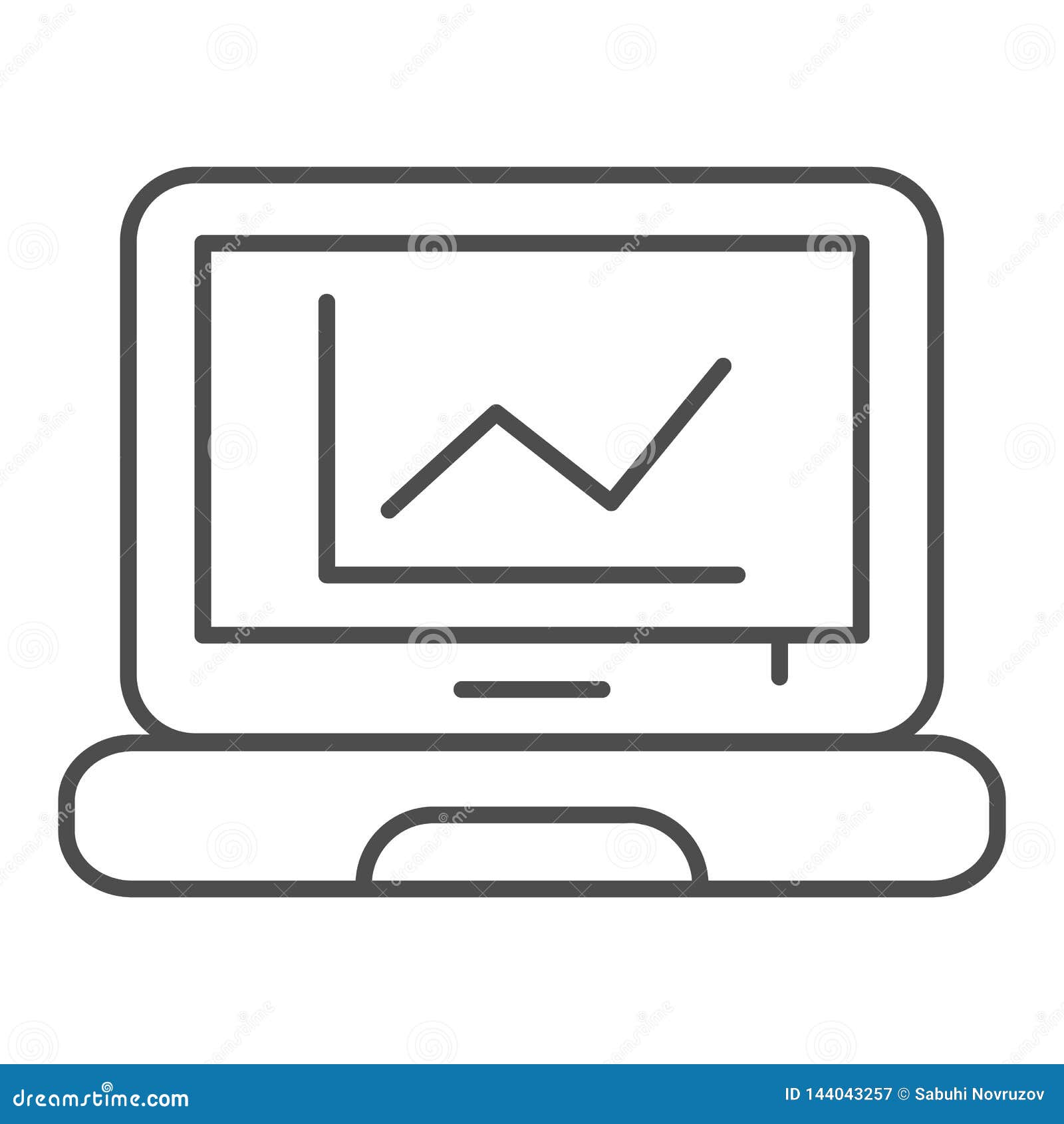 Chart on Laptop Thin Line Icon. Computer Diagram Vector Illustration ...