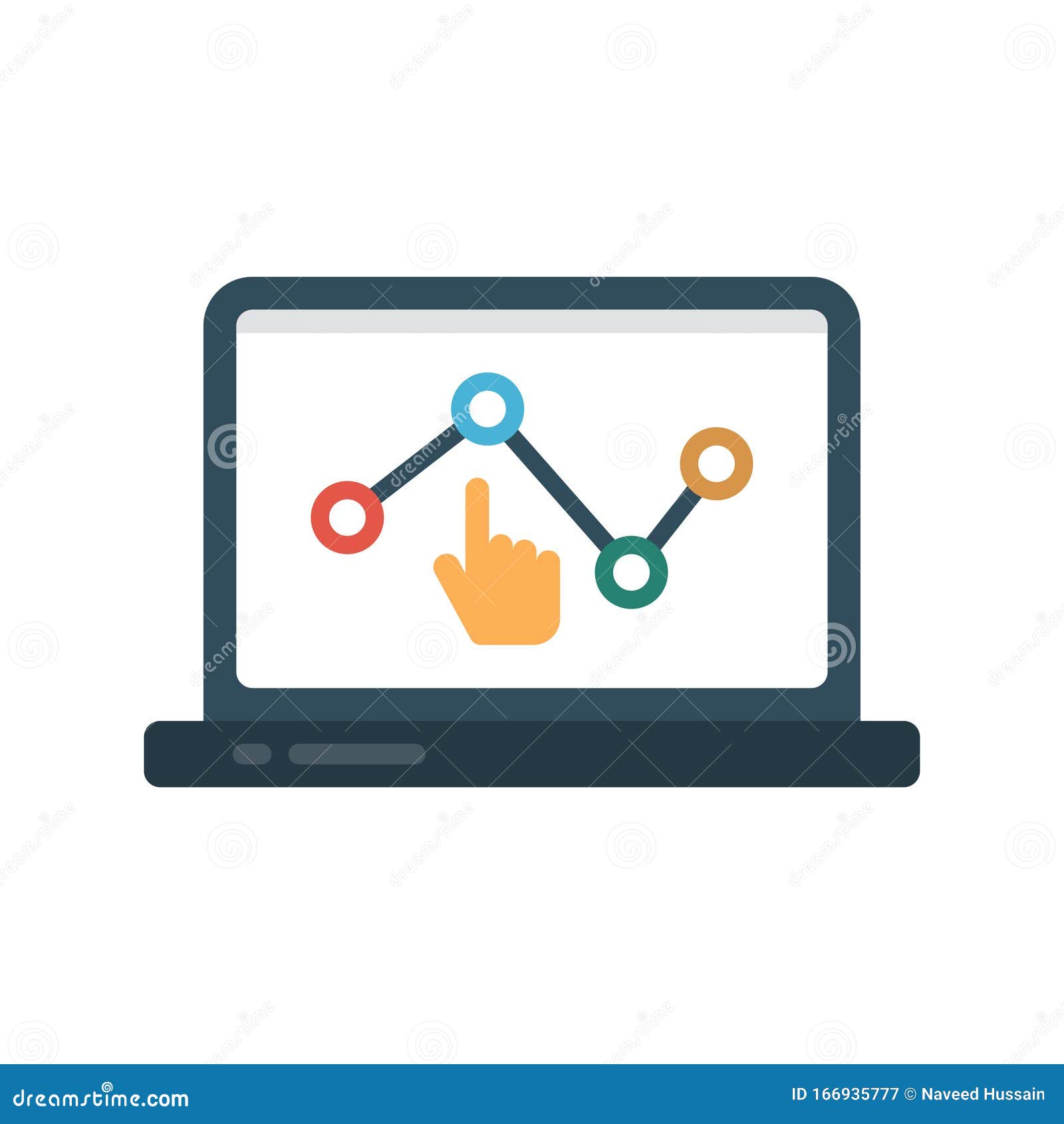 Chart Laptop Vector Flat Color Icon Stock Illustration - Illustration ...