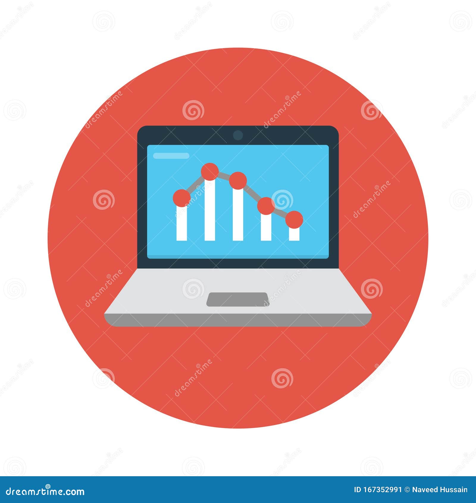 Chart Laptop Vector Flat Color Icon Stock Illustration - Illustration ...