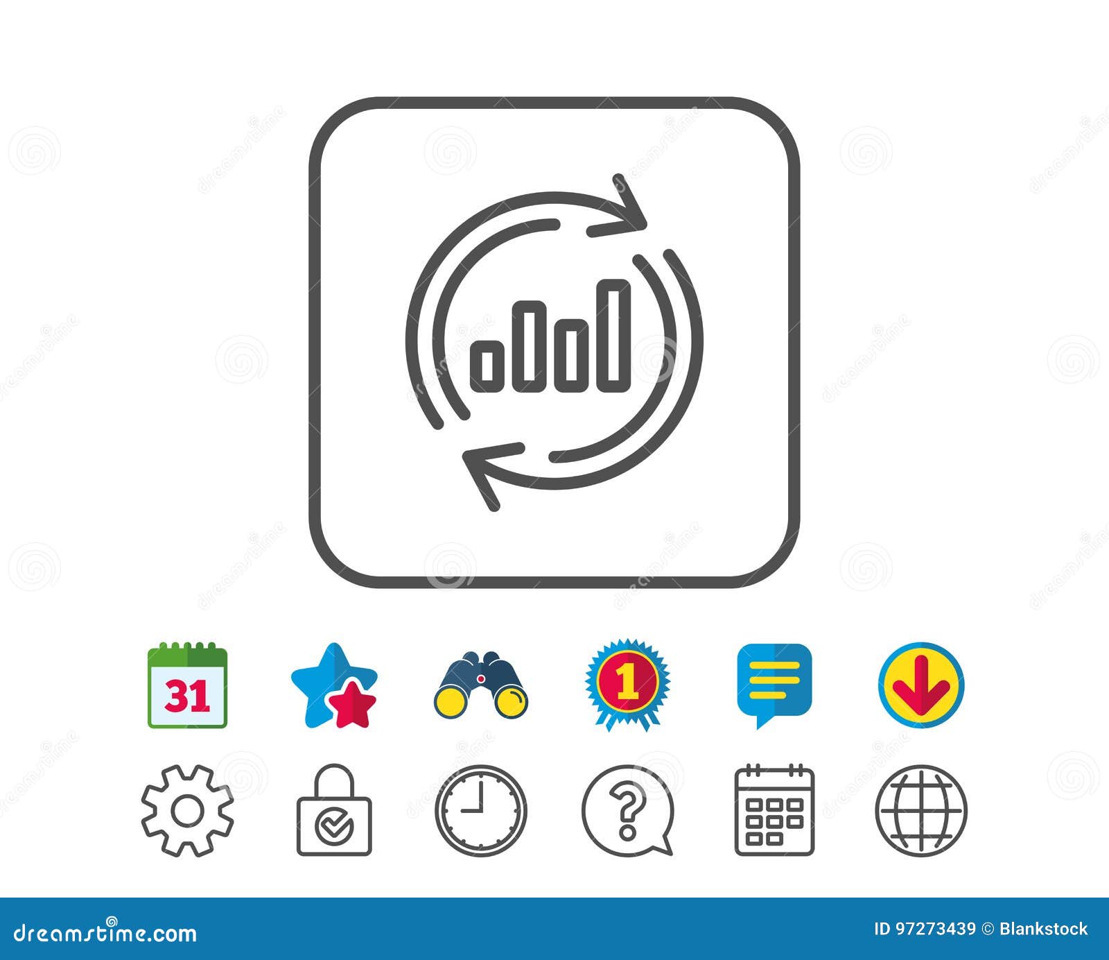 Chart Line Icon. Update Report Graph Sign. Stock Vector - Illustration ...