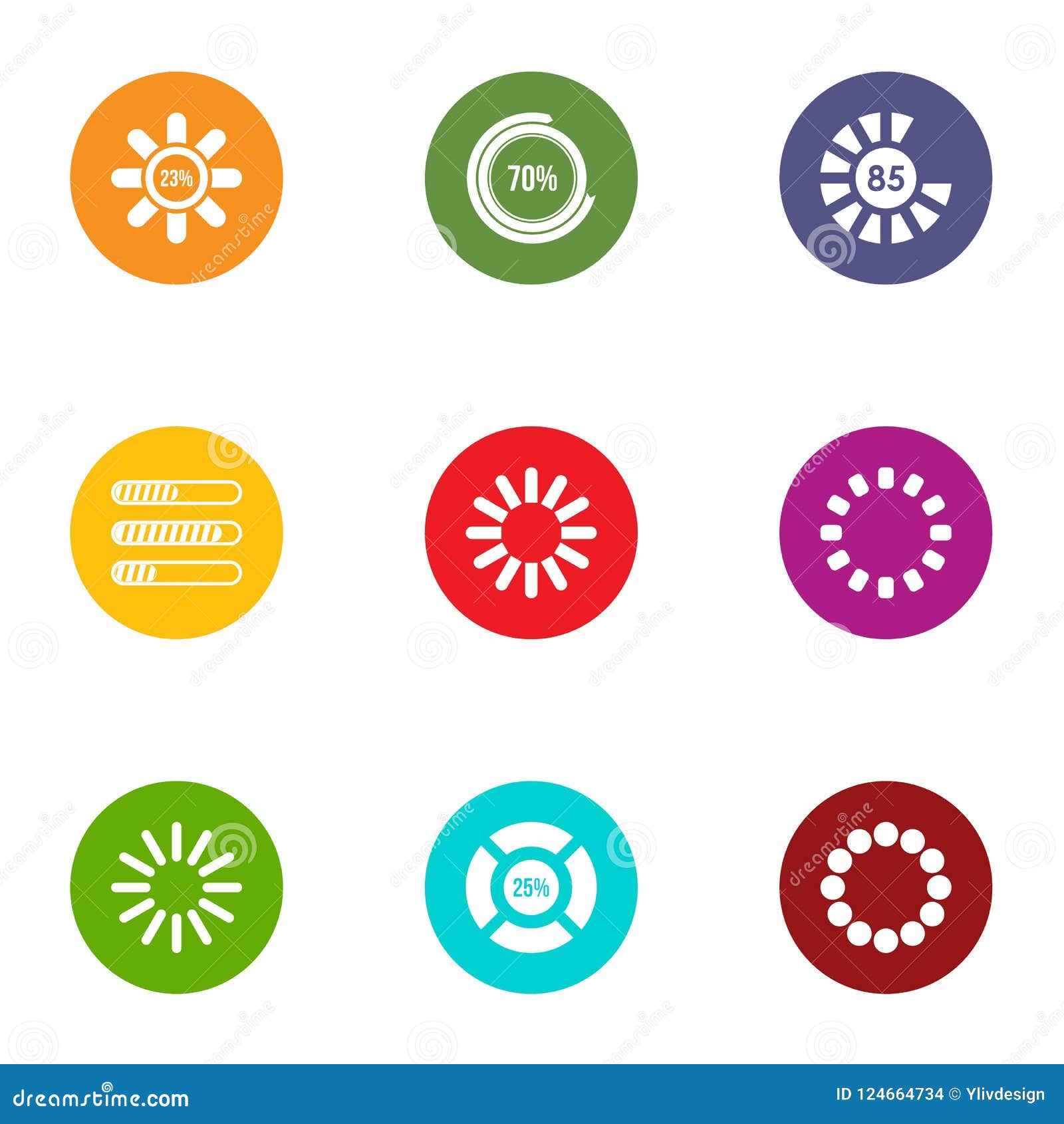 Chart Loading Icons Set, Flat Style Stock Vector - Illustration of ...