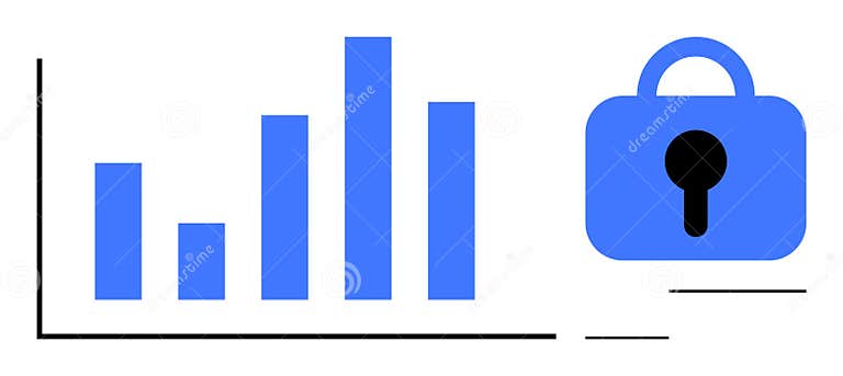Chart with Lock Symbol Representing Data Security and Analytics Stock ...