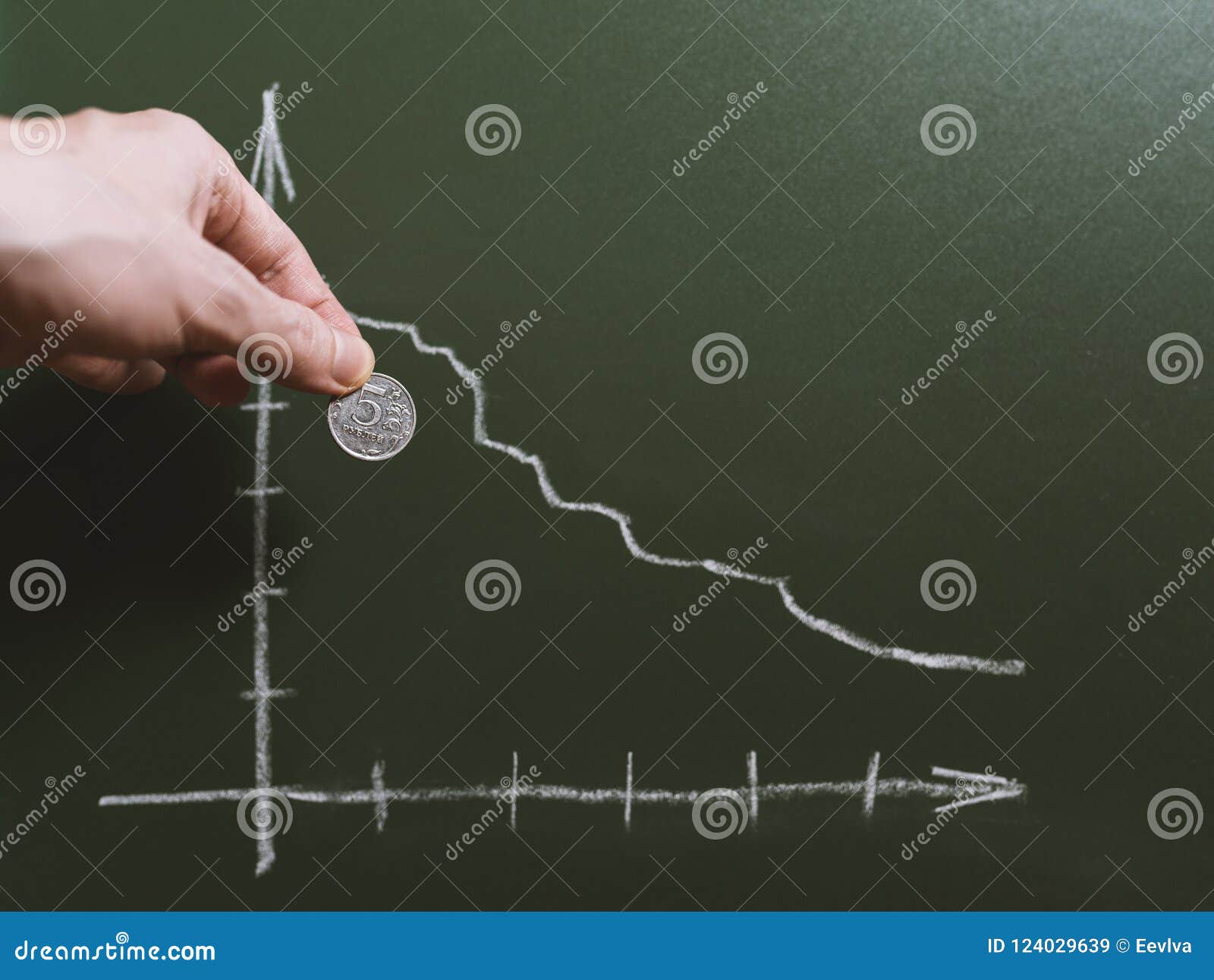Chart with negative arrow. stock image. Image of business - 124029639
