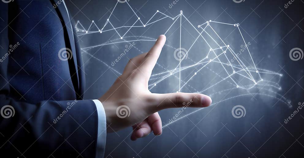 Chart Network Technology Virtual Analysis Business Cyberspace Hand ...