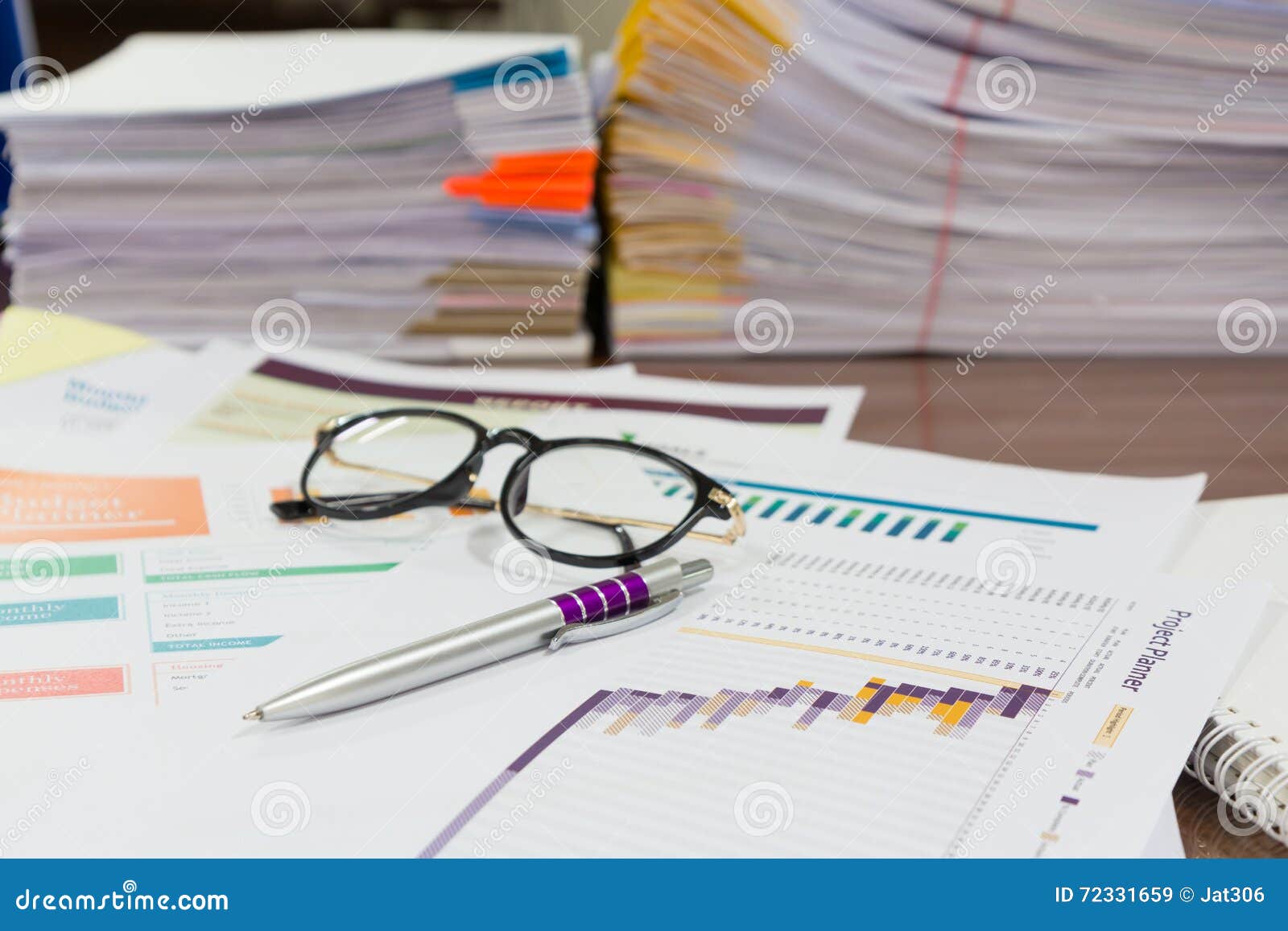 Chart and Paperwork on Office Table Stock Image - Image of earnings ...
